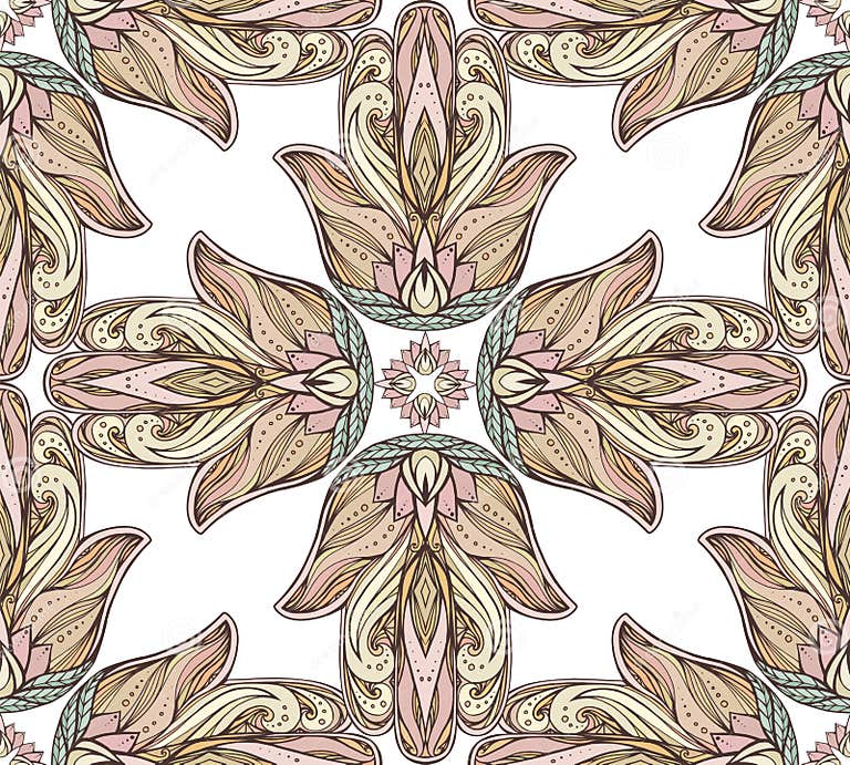 Seamless Texture with Colored Tribal Hamsa Stock Vector - Illustration ...