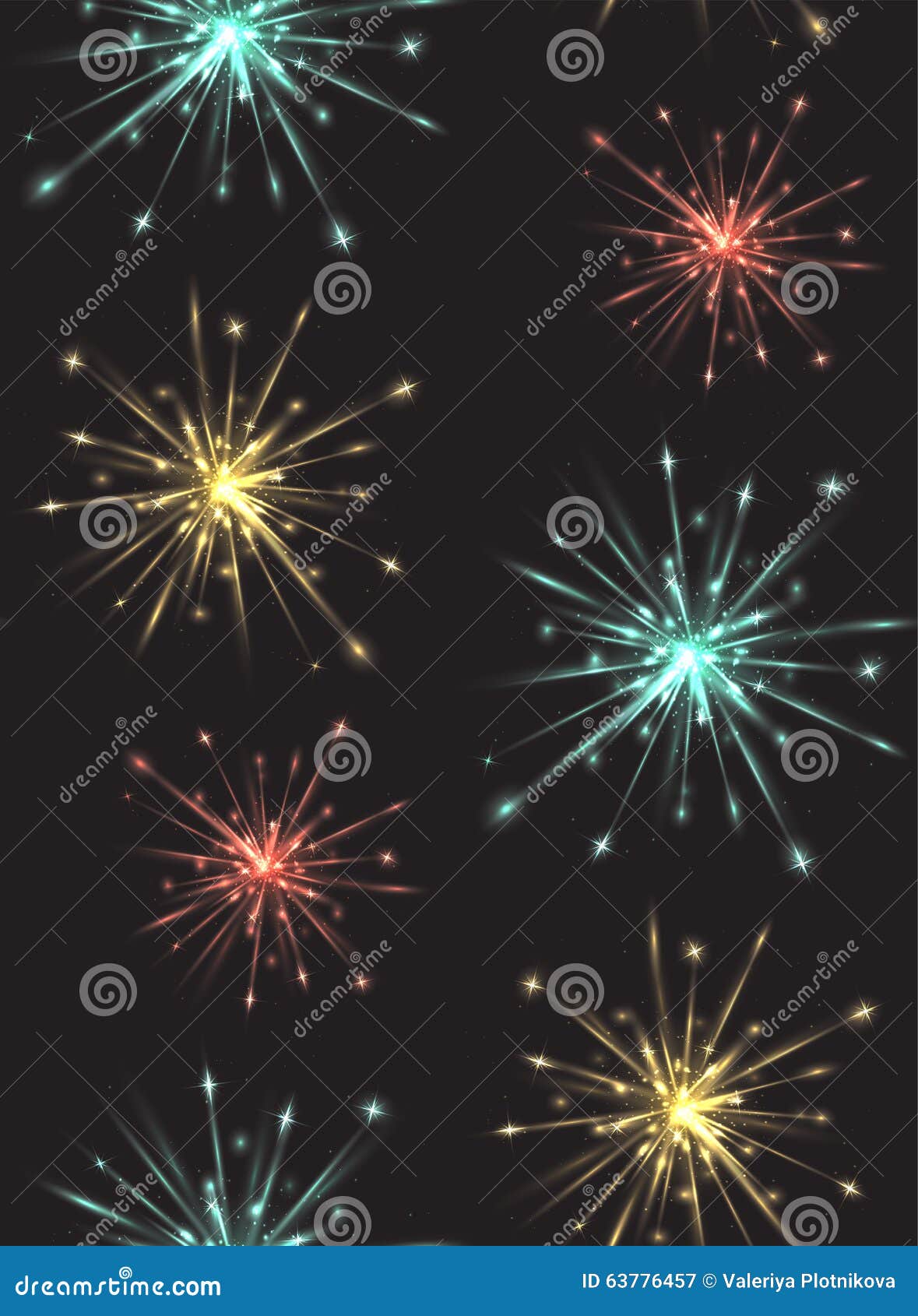 Seamless Texture with Colorful Fireworks Stock Vector - Illustration of ...