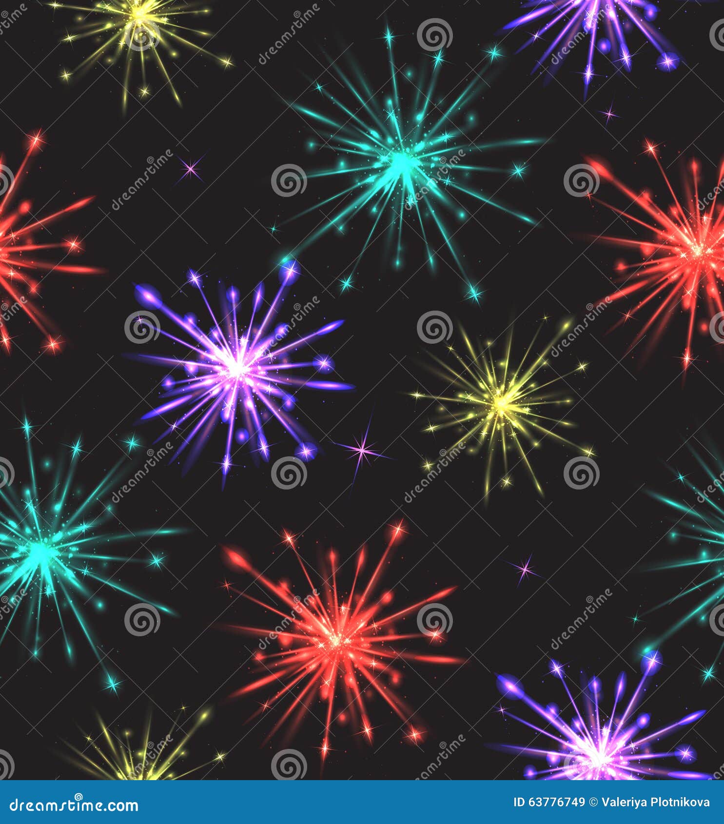 Seamless Texture with Colorful Fireworks Stock Vector - Illustration of ...