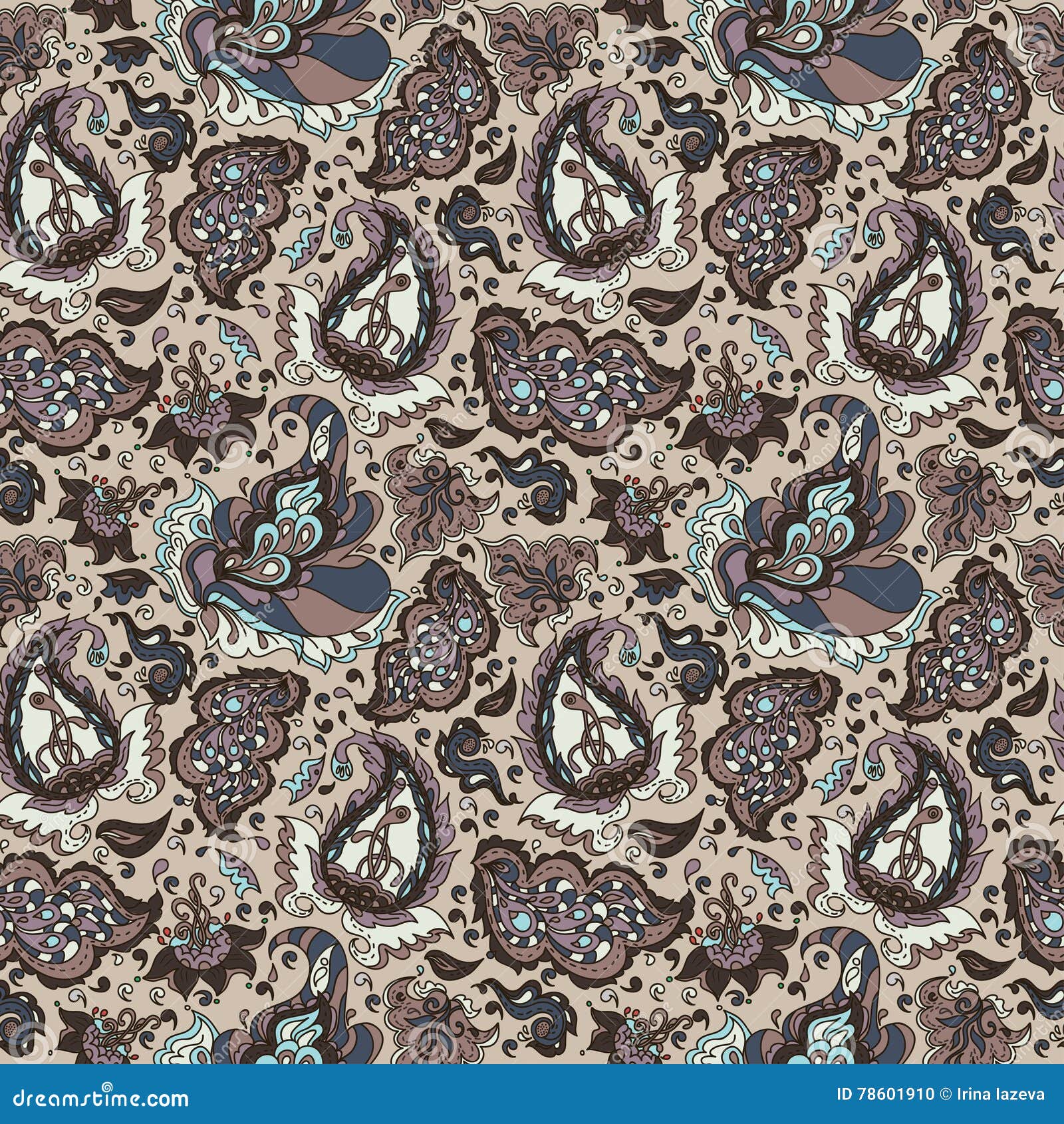 Seamless Texture with Colorful Paisley Ornament Stock Vector ...