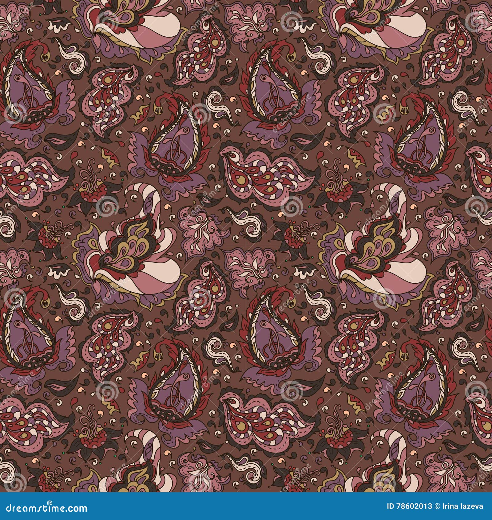 Seamless Texture with Colorful Paisley Ornament Stock Vector ...