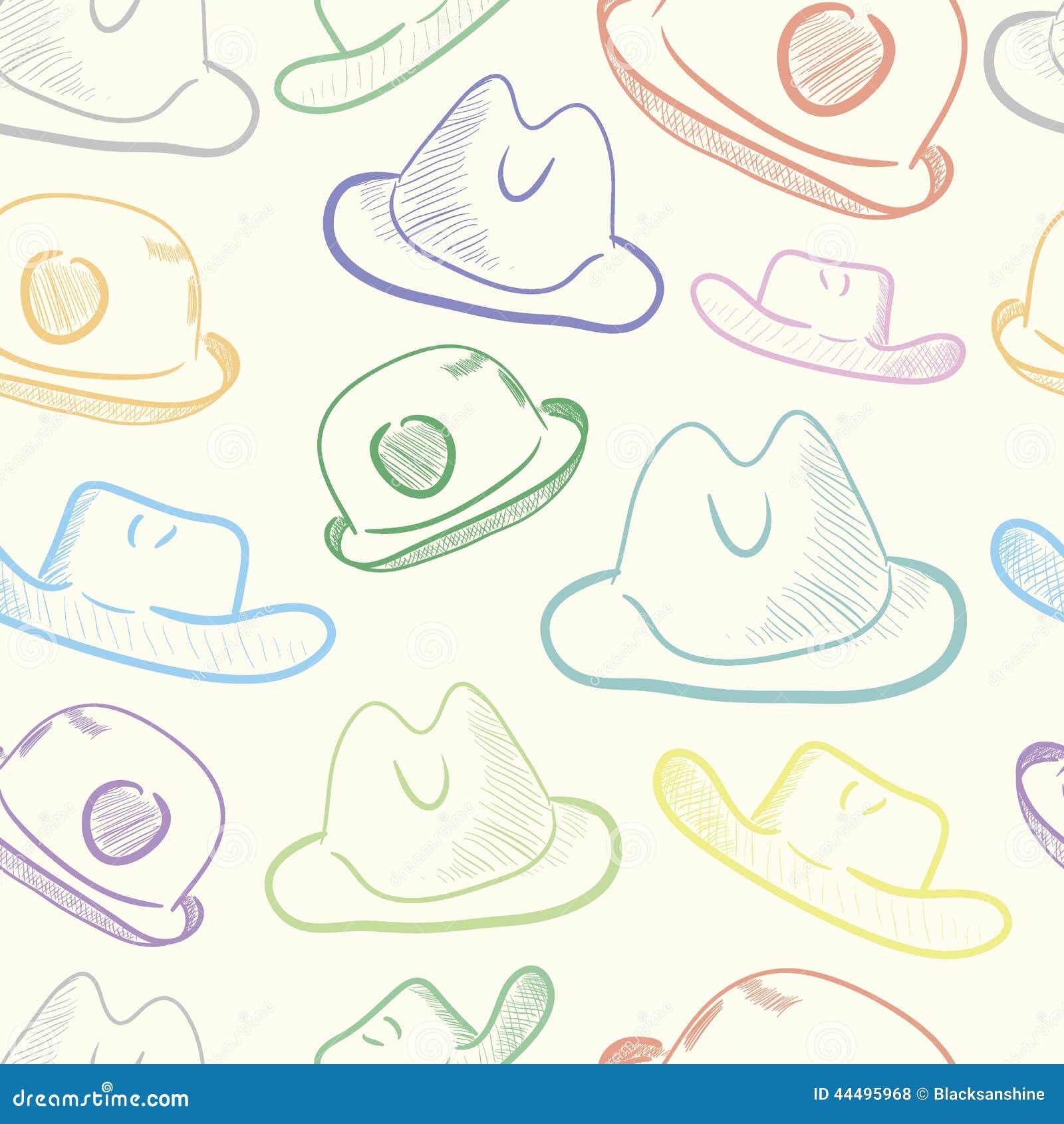 Seamless Texture with Colourful Hats Stock Vector - Illustration of ...