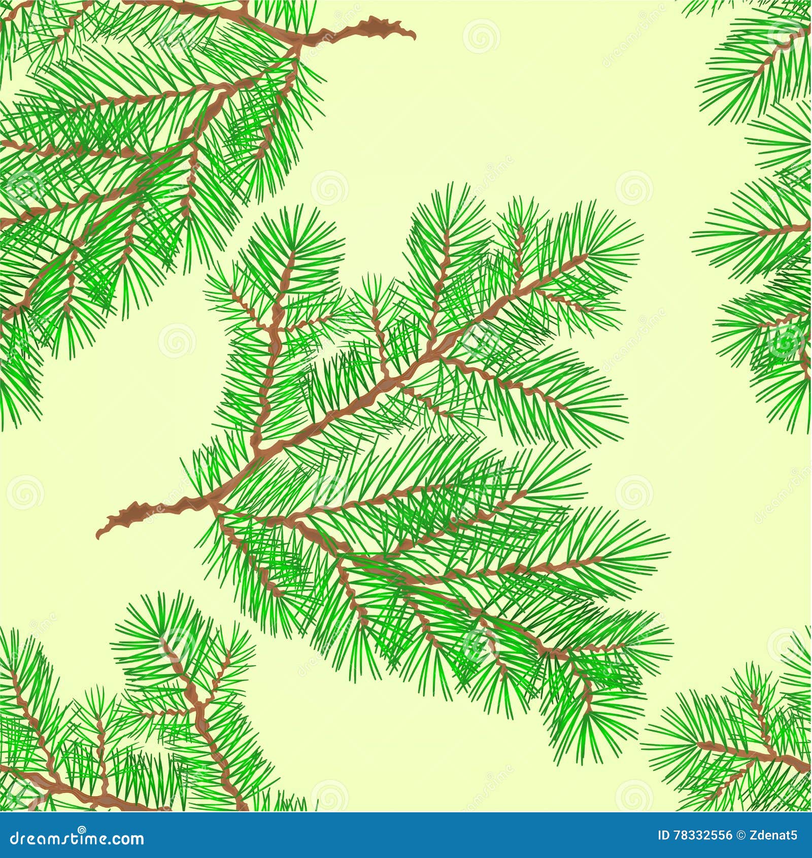 Seamless Texture Conifer Spruce Branch Nature Background Vector Stock ...
