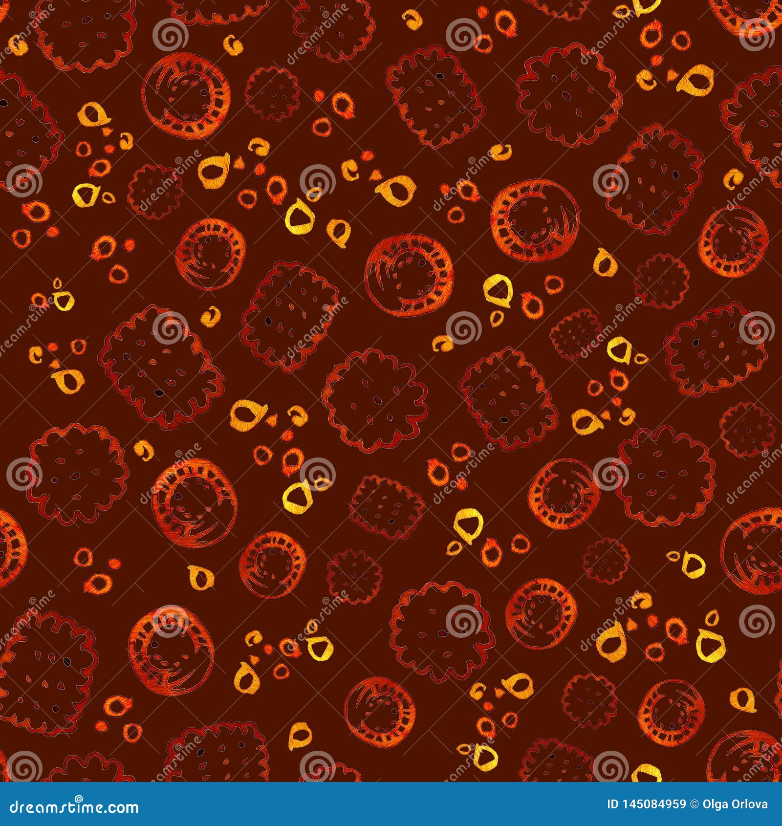 Seamless Texture with Cookies on a Brown Background Stock Illustration ...