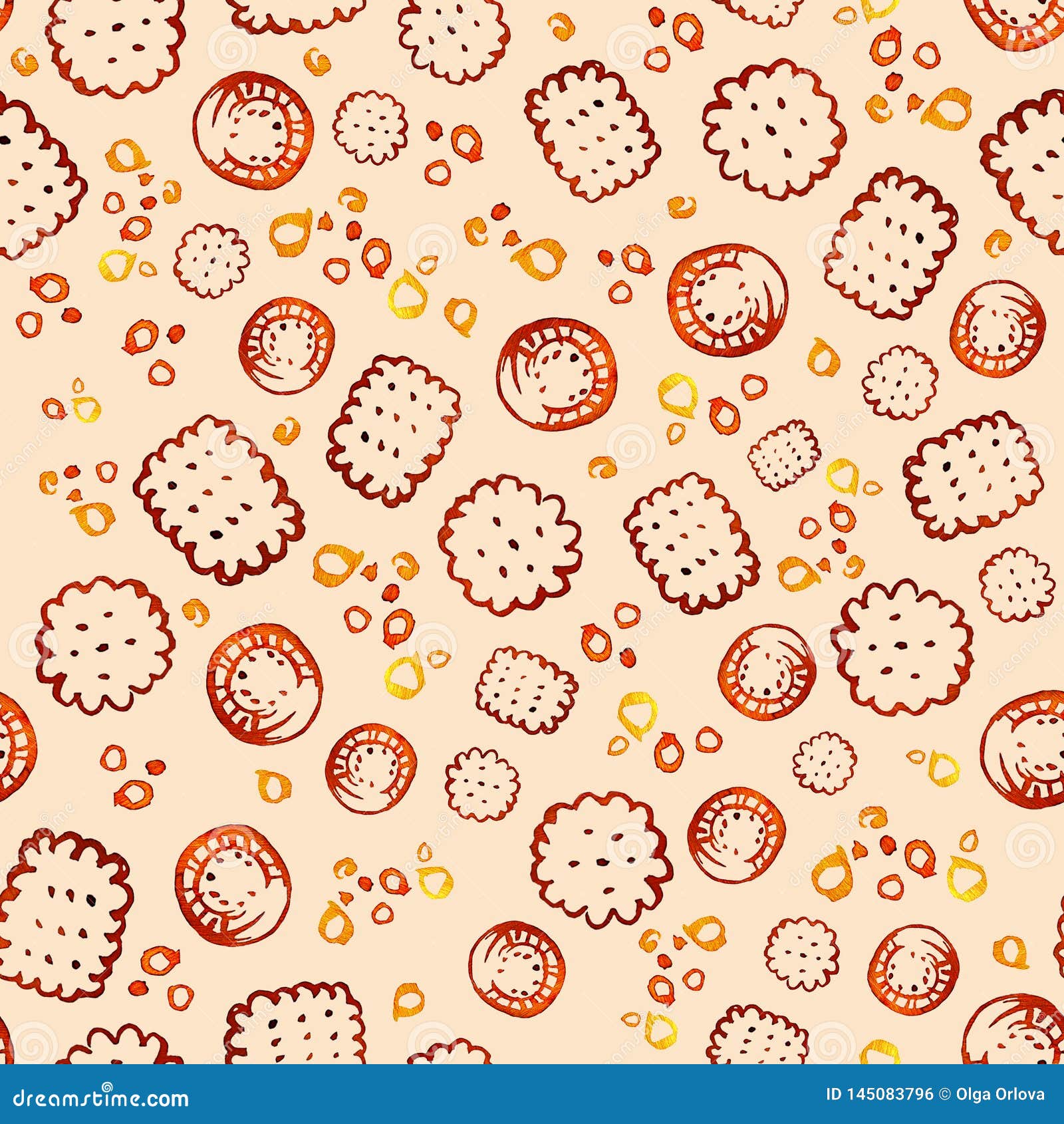 Seamless Texture with Cookies on Coffee Background Stock Photo - Image ...