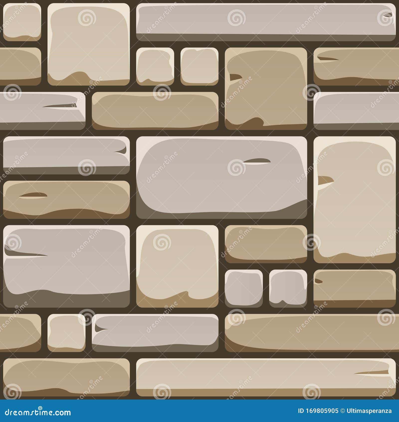 Seamless Texture Of Cube Rock Wall. Repeating Pattern Of Cobble Stone ...