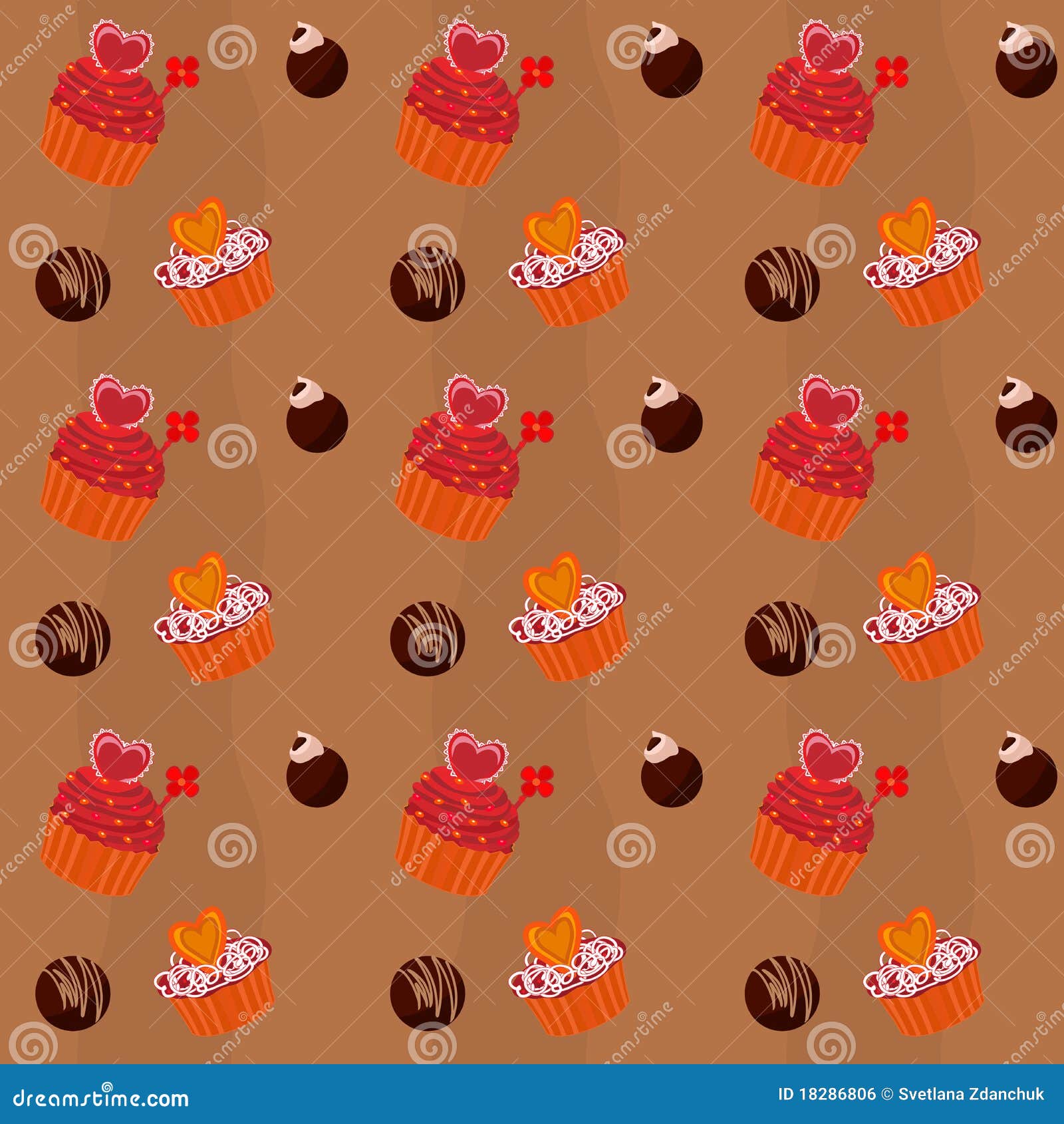 Seamless Texture - Cupcakes and Chocolate Sweets Stock Vector ...