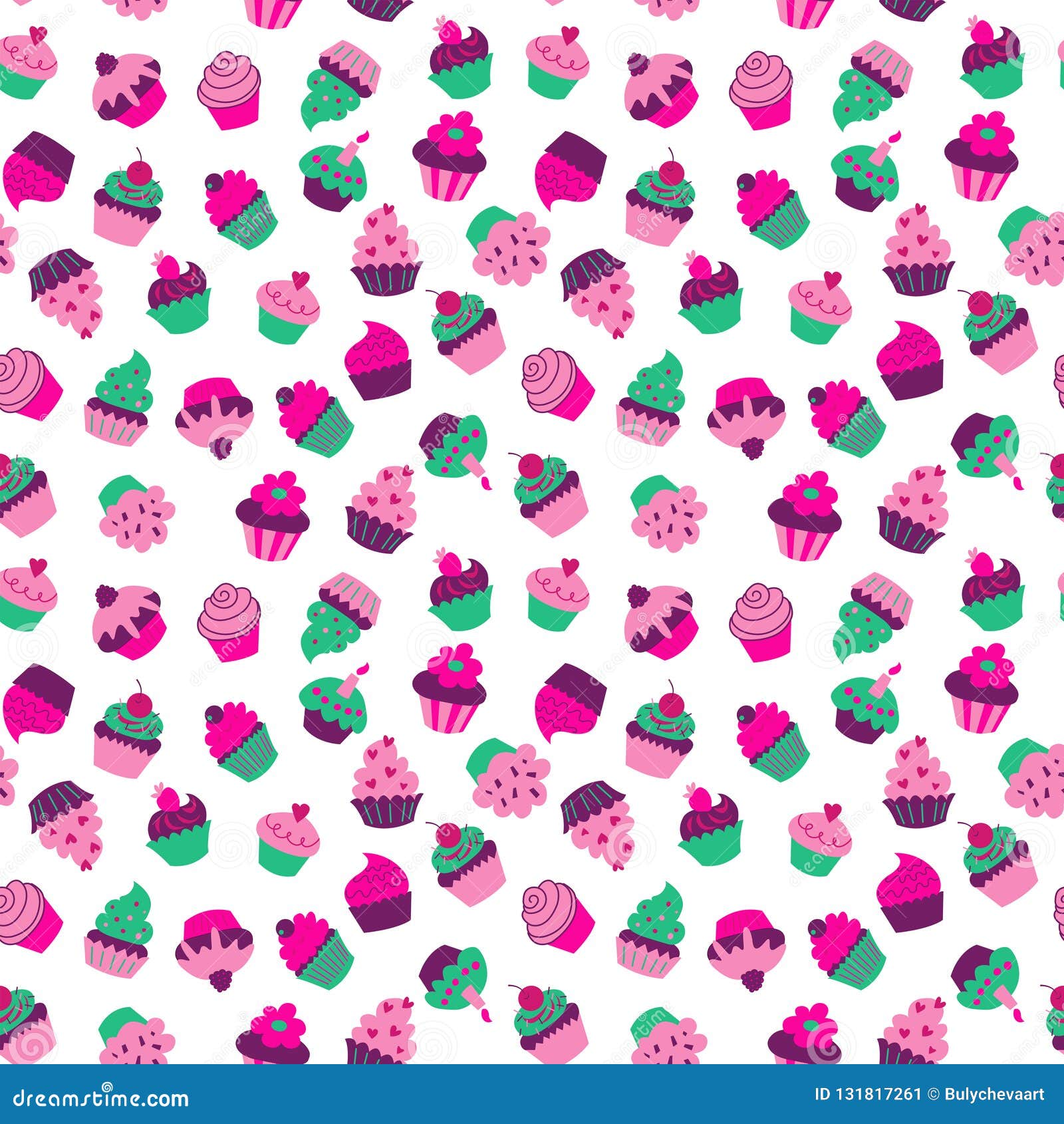 Seamless Texture with Cupcakes on a White Background Stock Vector ...