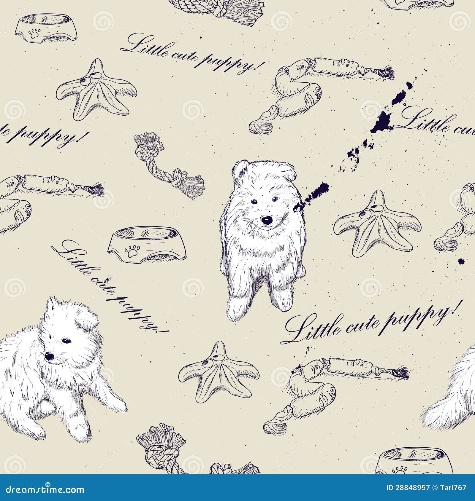 Seamless Texture with Cute Puppies Stock Vector - Illustration of shop ...