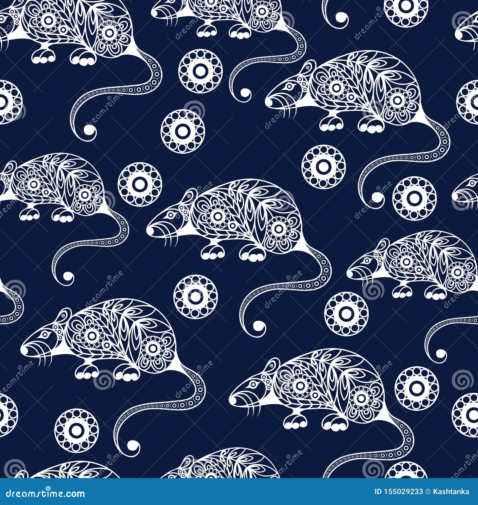 Seamless Texture with Decorative Rat 2 Stock Vector - Illustration of ...