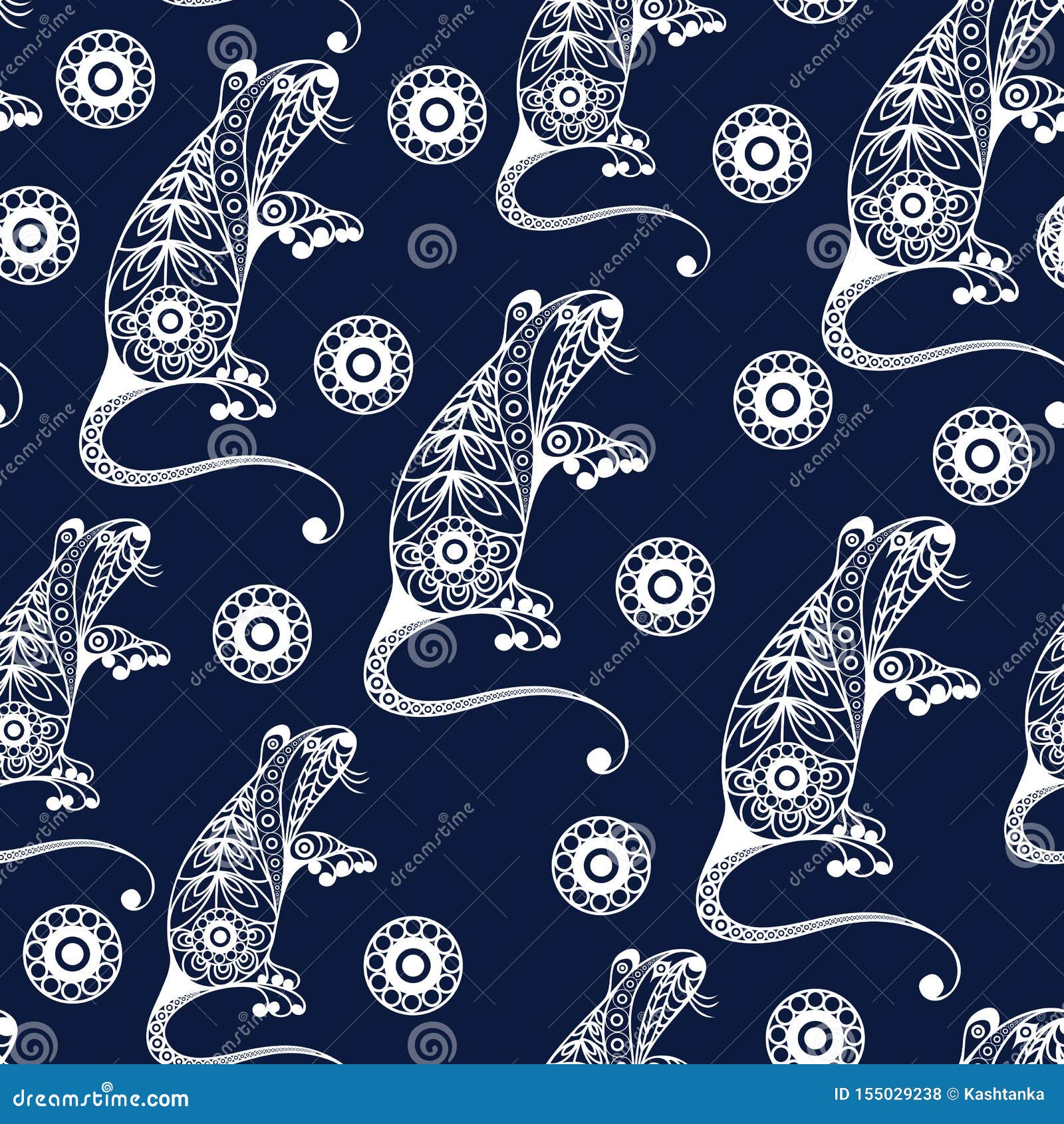 Seamless Texture with Decorative Rat 3 Stock Vector - Illustration of ...