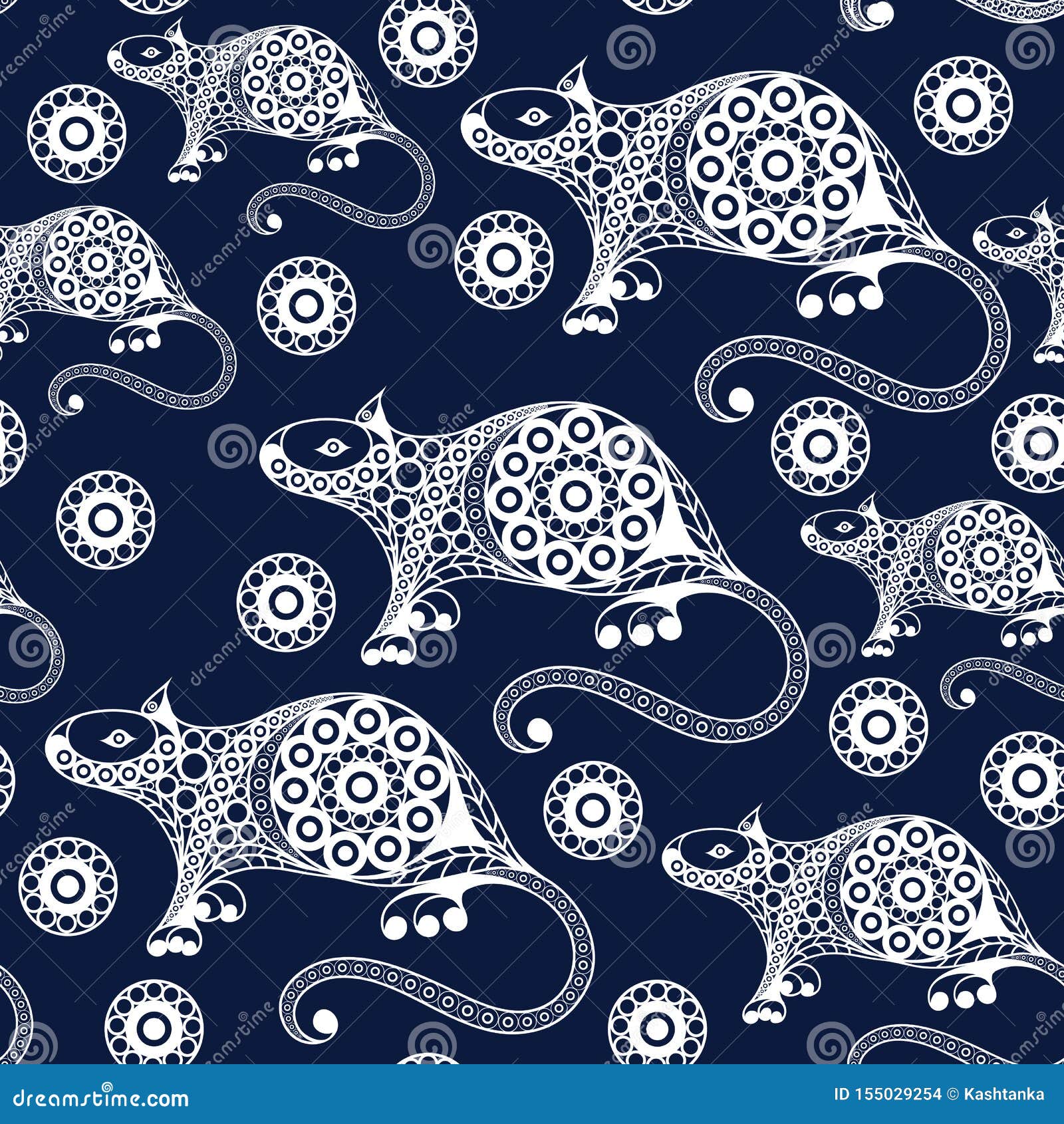 Seamless Texture with Decorative Rat 4 Stock Vector - Illustration of ...