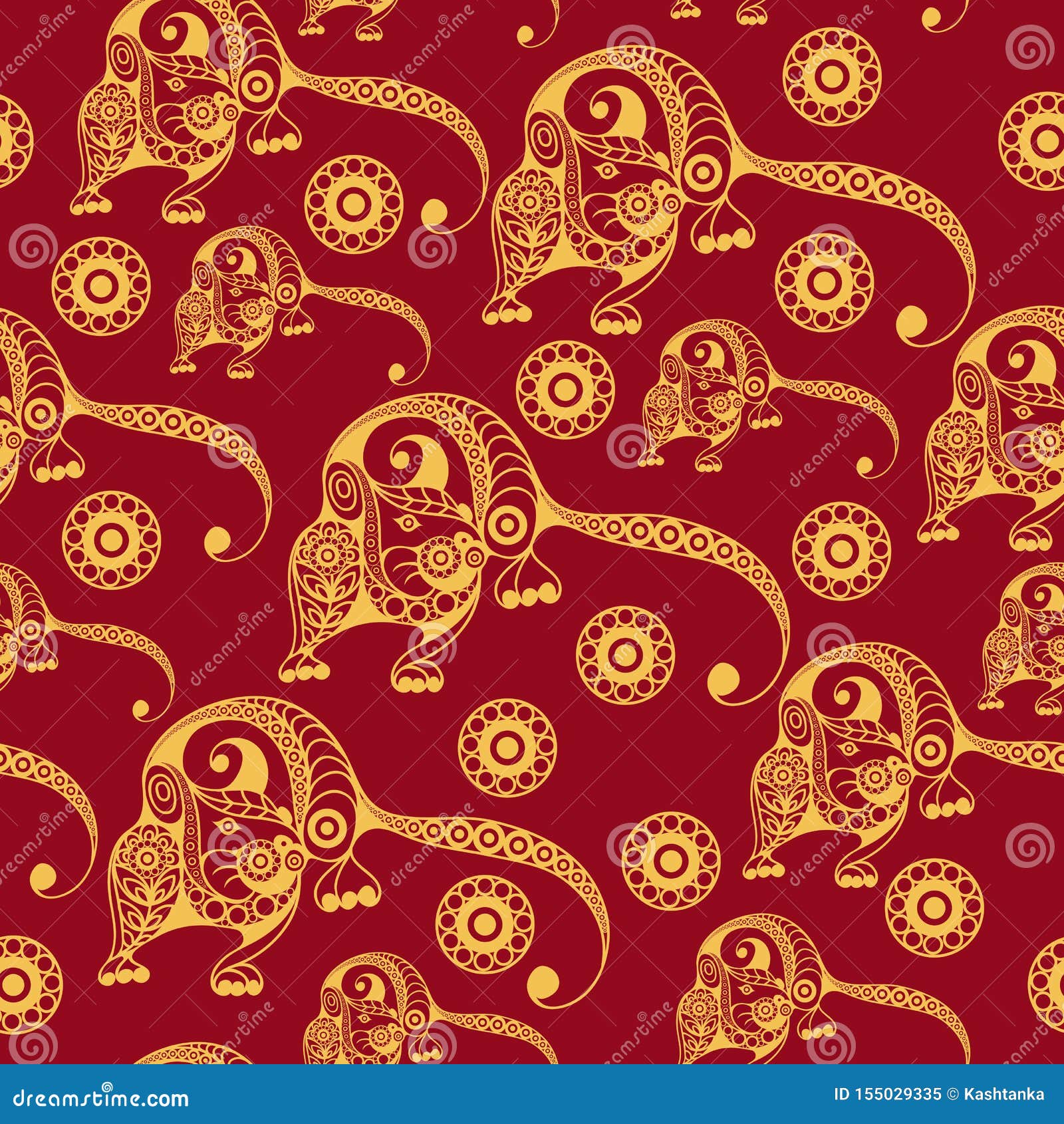 Seamless Texture with Decorative Rat 9 Stock Vector - Illustration of ...