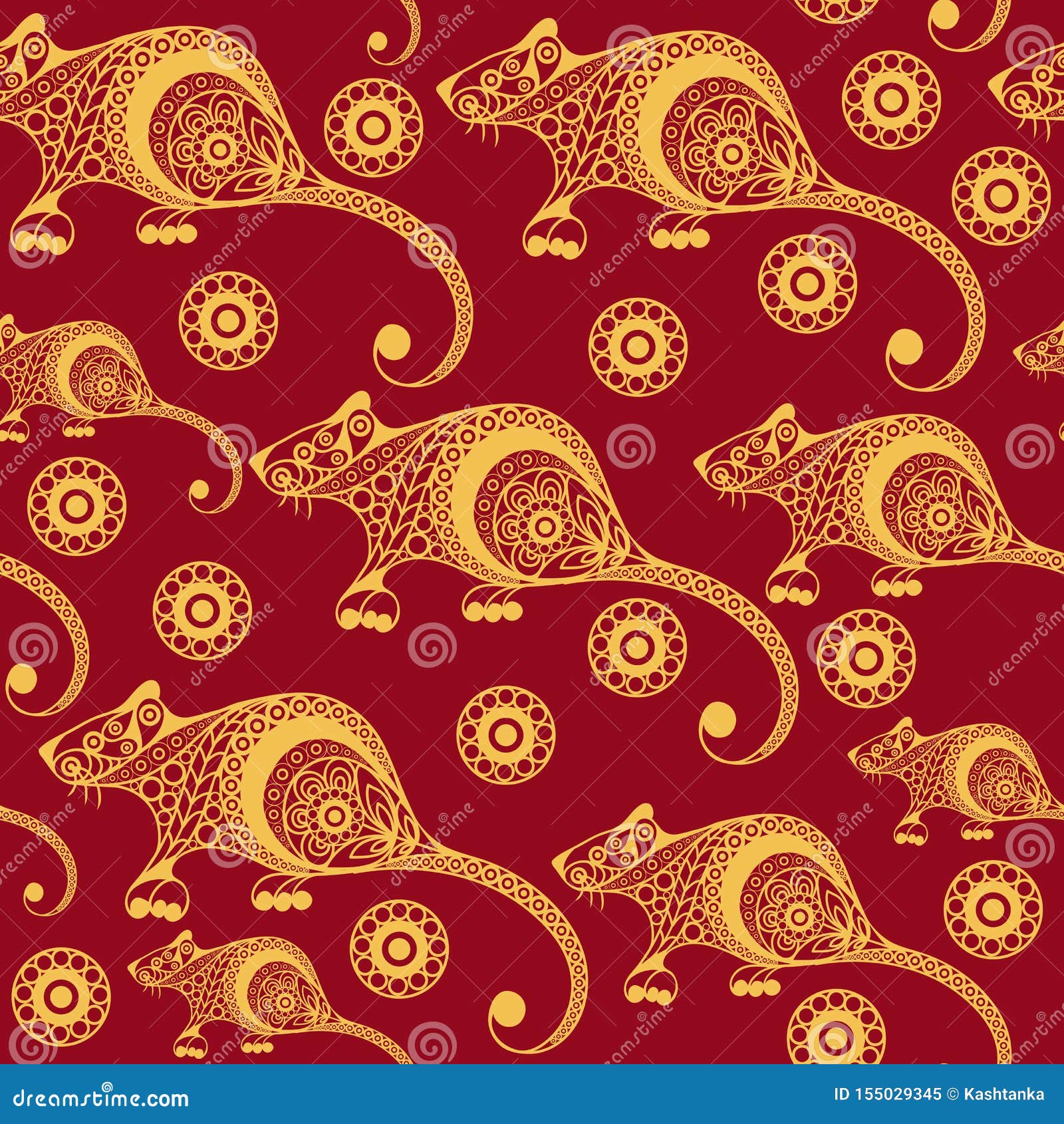 Seamless Texture with Decorative Rat 7 Stock Vector - Illustration of ...