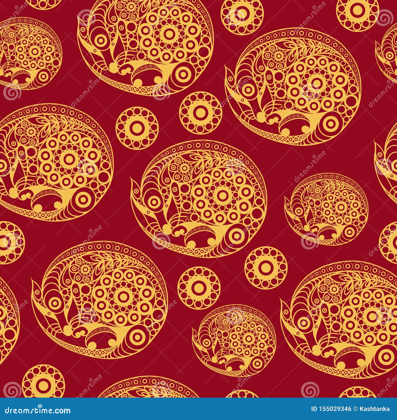 Seamless Texture with Decorative Rat 8 Stock Vector - Illustration of ...