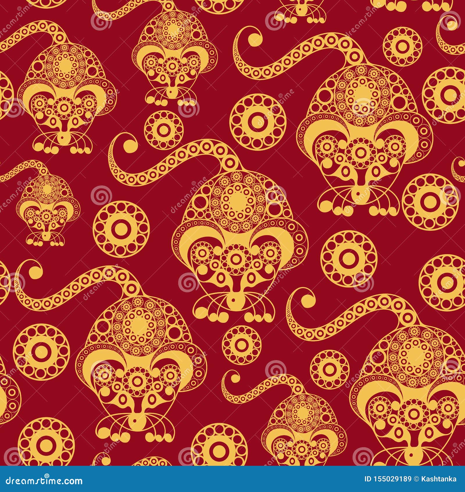 Seamless Texture with Decorative Rat 10 Stock Vector - Illustration of ...