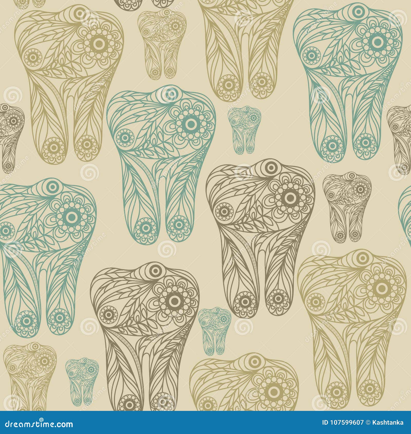 Seamless Texture with Decorative Tooth 3 Stock Vector - Illustration of ...