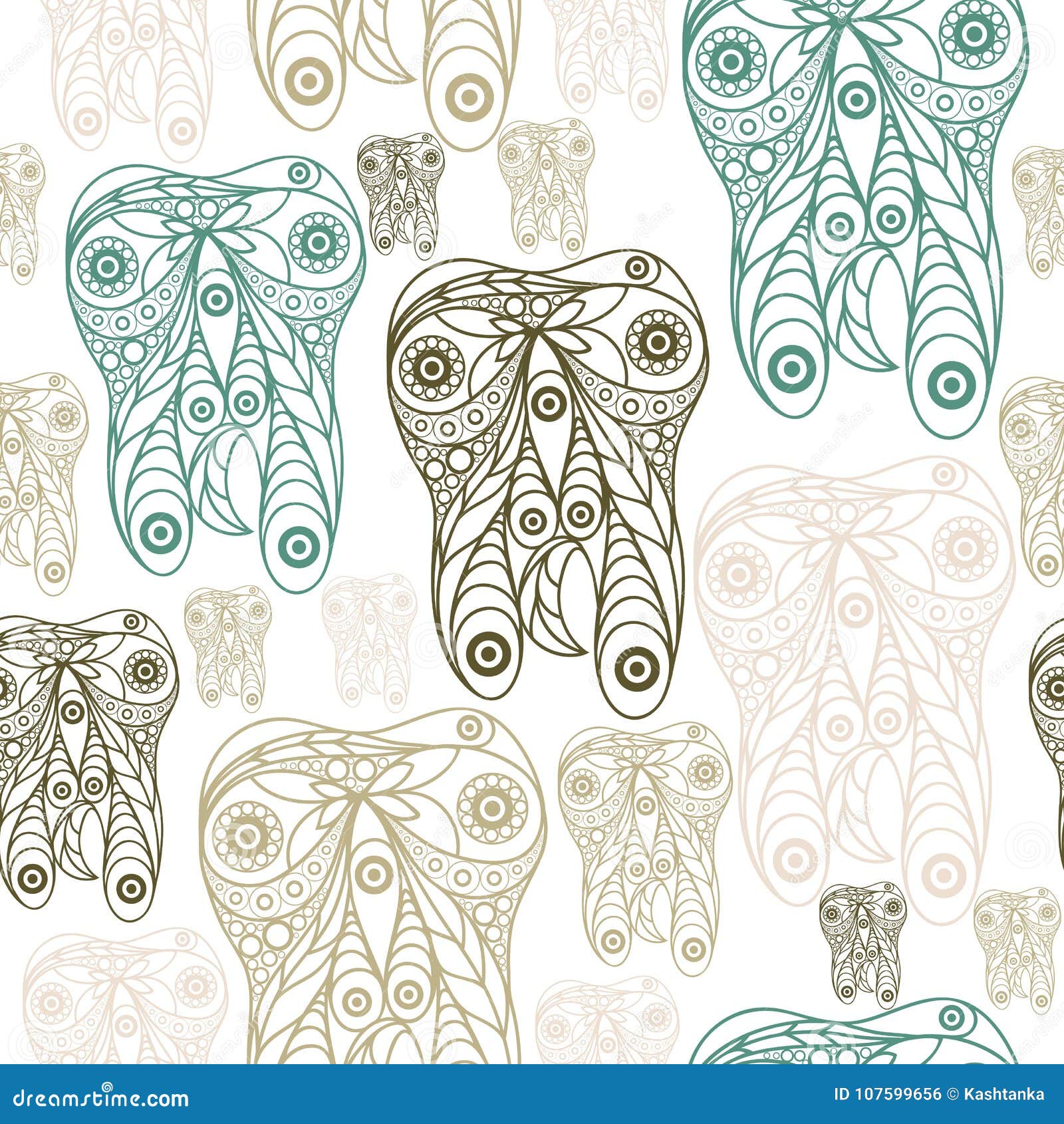 Seamless Texture with Decorative Tooth 8 Stock Vector - Illustration of ...