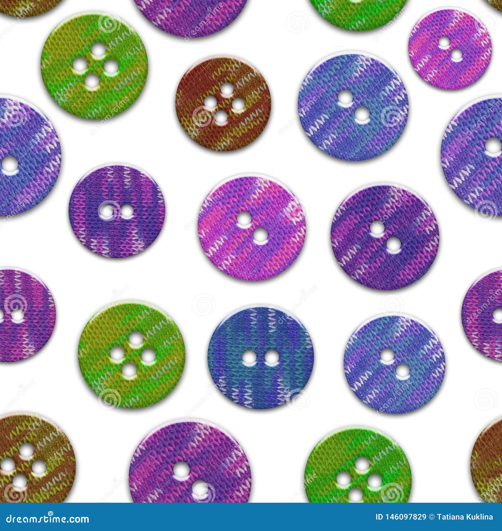 Seamless Texture Different Size Buttons of Round and Square Shape Multi ...