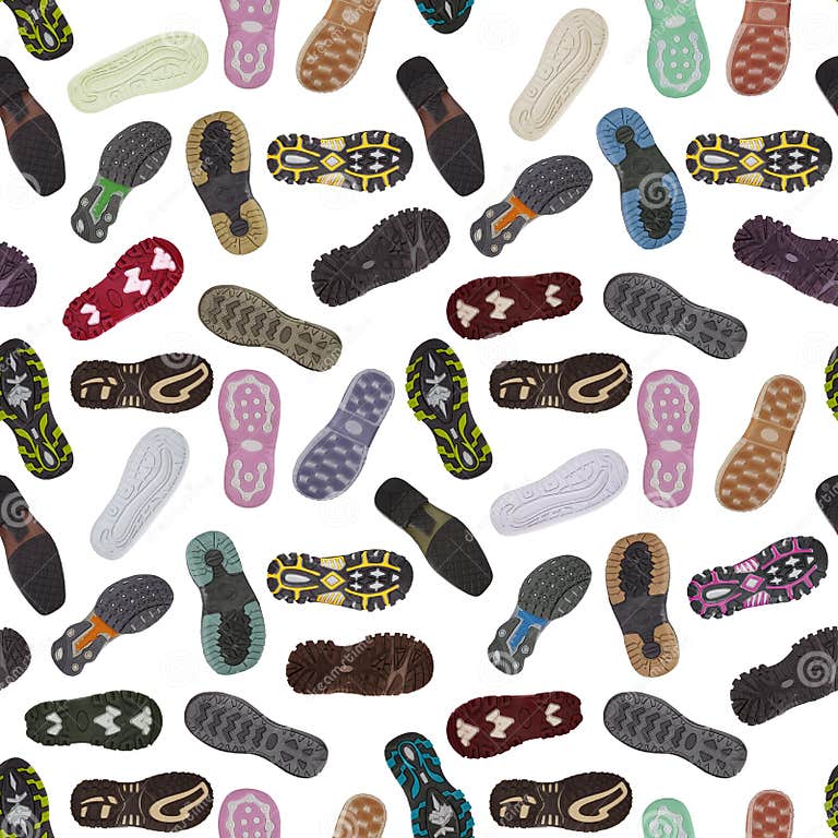 Seamless Texture - Different Soles of Shoes Stock Image - Image of ...