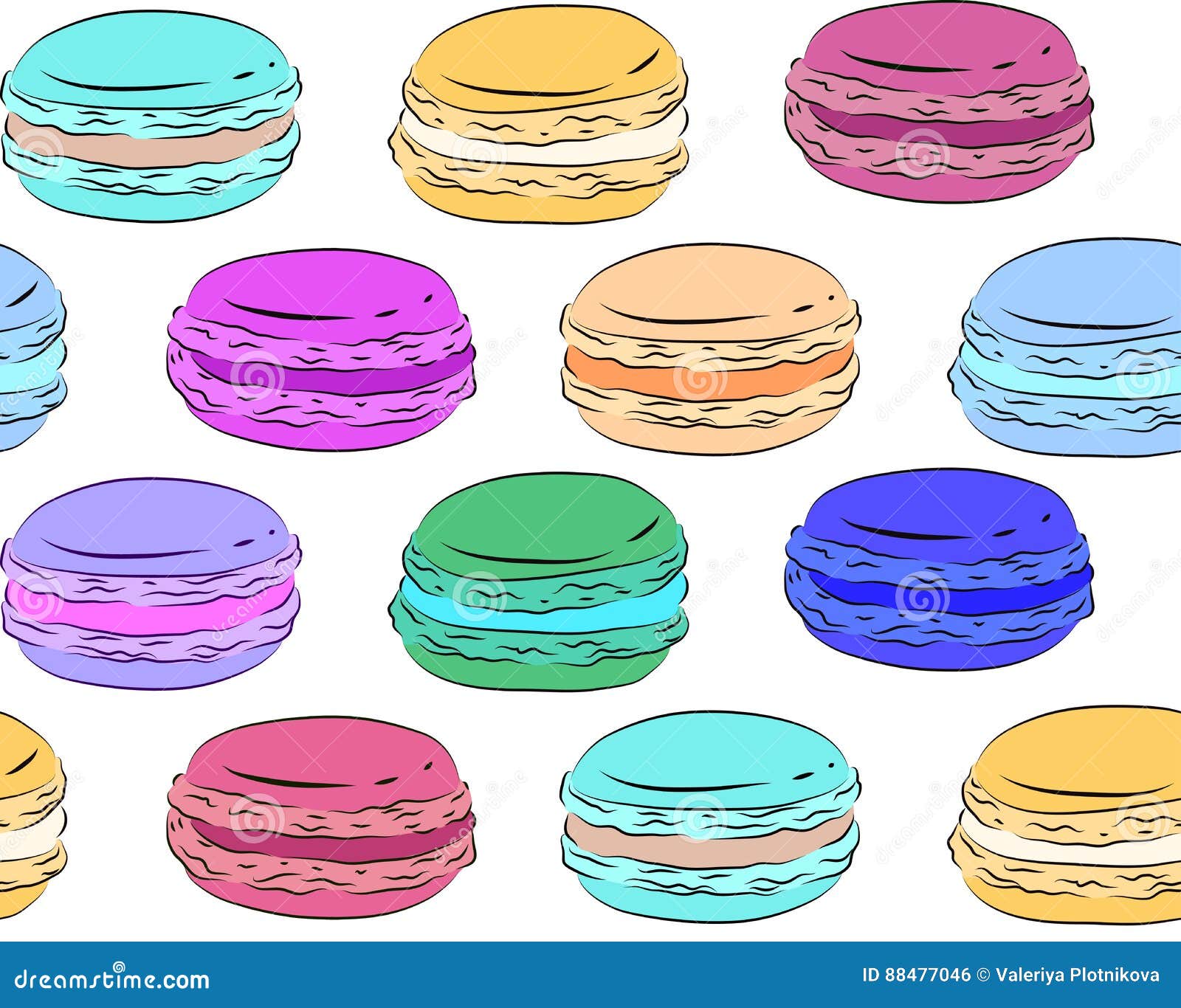Seamless Texture with a Drawing of Multicolored Macaroons. Stock Vector ...