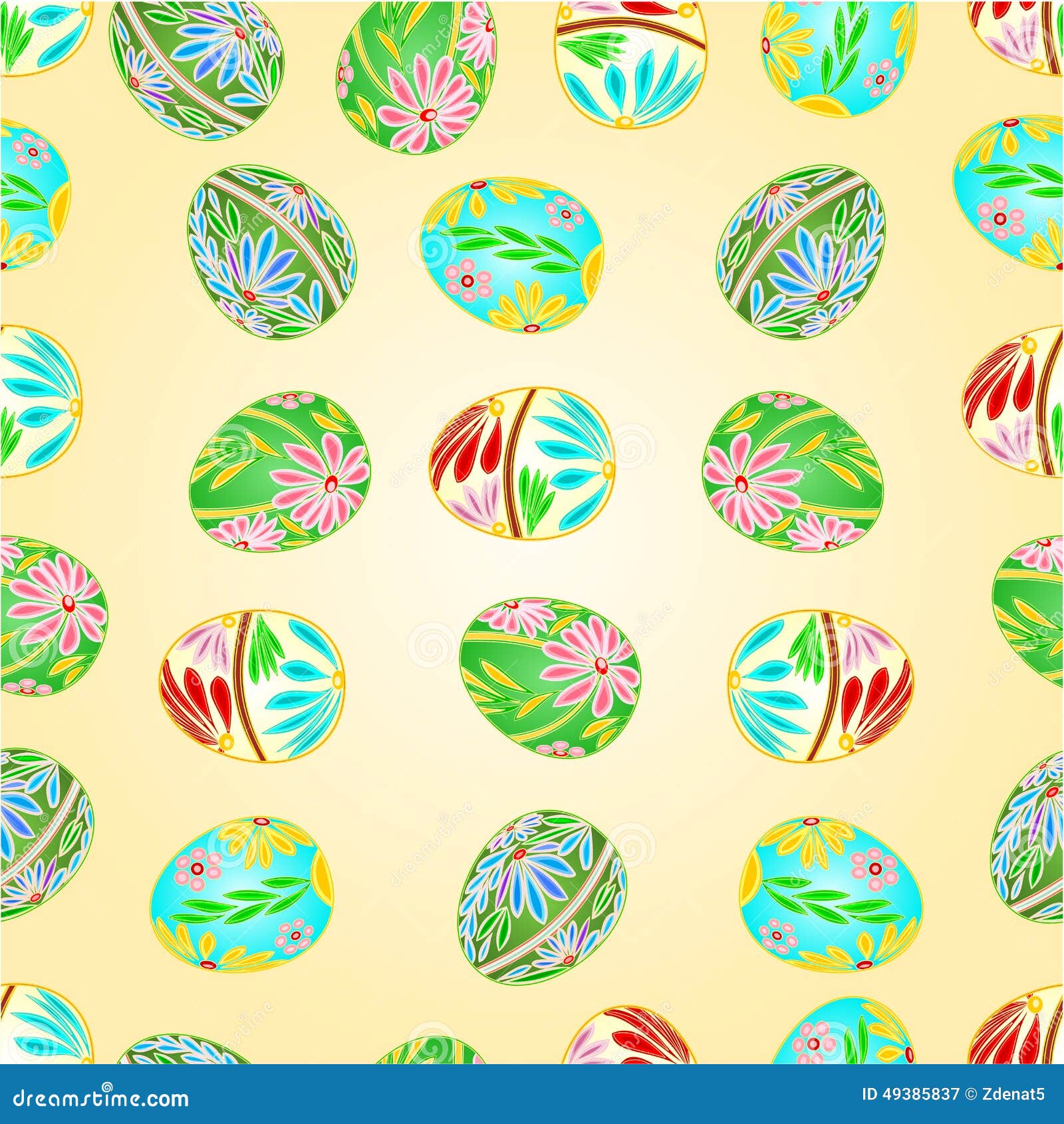 Seamless Texture Easter Eggs Floral Pattern Vector Illustration Stock Vector - Illustration of ...