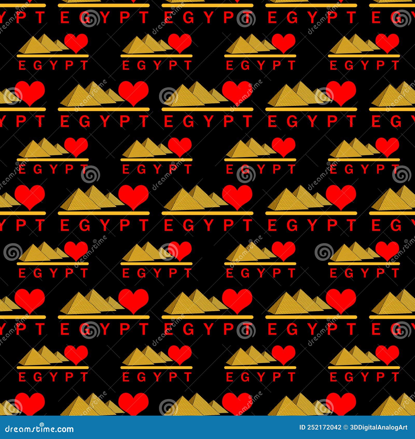 Seamless Texture of Egypt Hearts Word Stock Vector - Illustration of ...