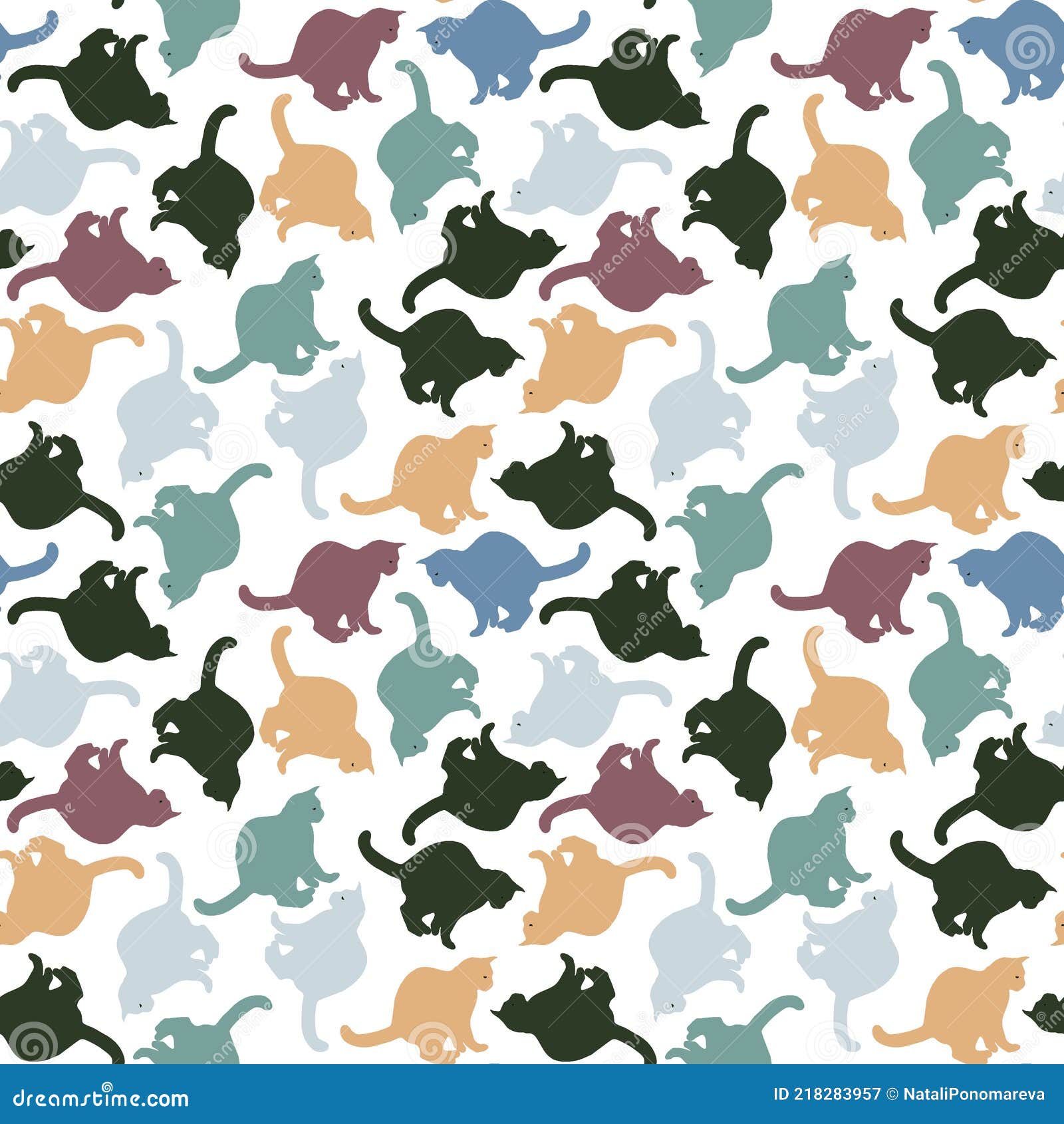 Seamless Texture or Endless Pattern - Colored Cats. Wallpaper ...