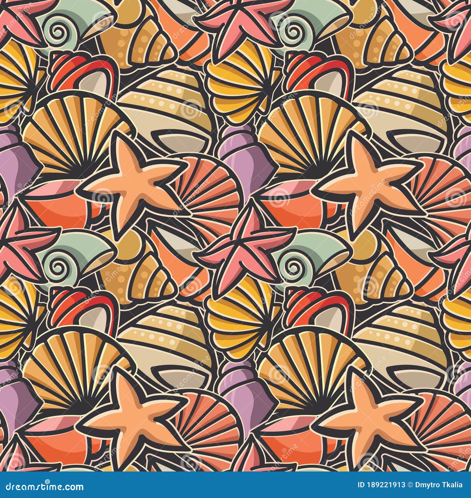 Seamless Texture for Fabric Design on Nautical Theme with Shells and ...