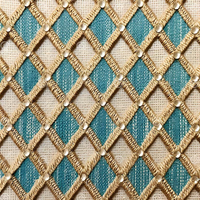 Seamless Texture of Fabric with a Grid of Golden Threads and Beads ...