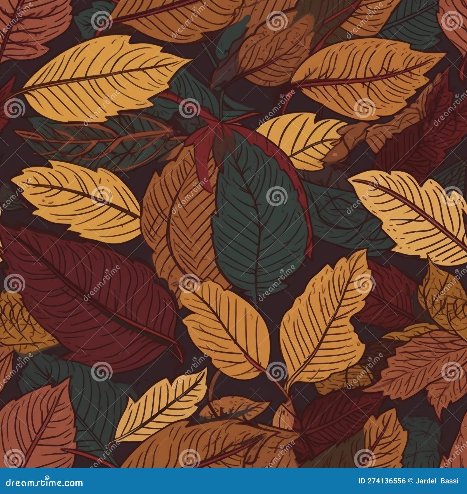 Seamless Autumn Leaves Texture with Beautiful Colors Stock Illustration ...