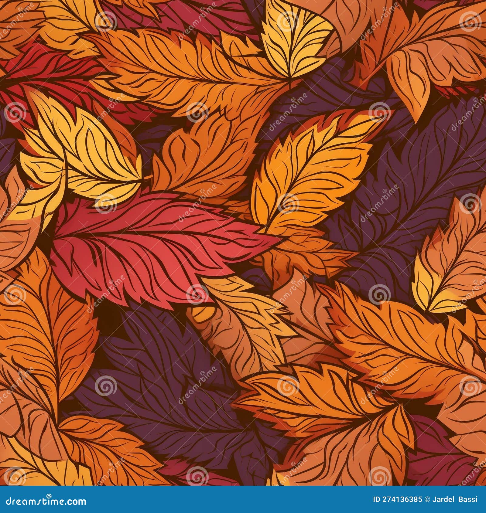 Seamless Autumn Leaves Texture with Beautiful Colors Stock Illustration ...