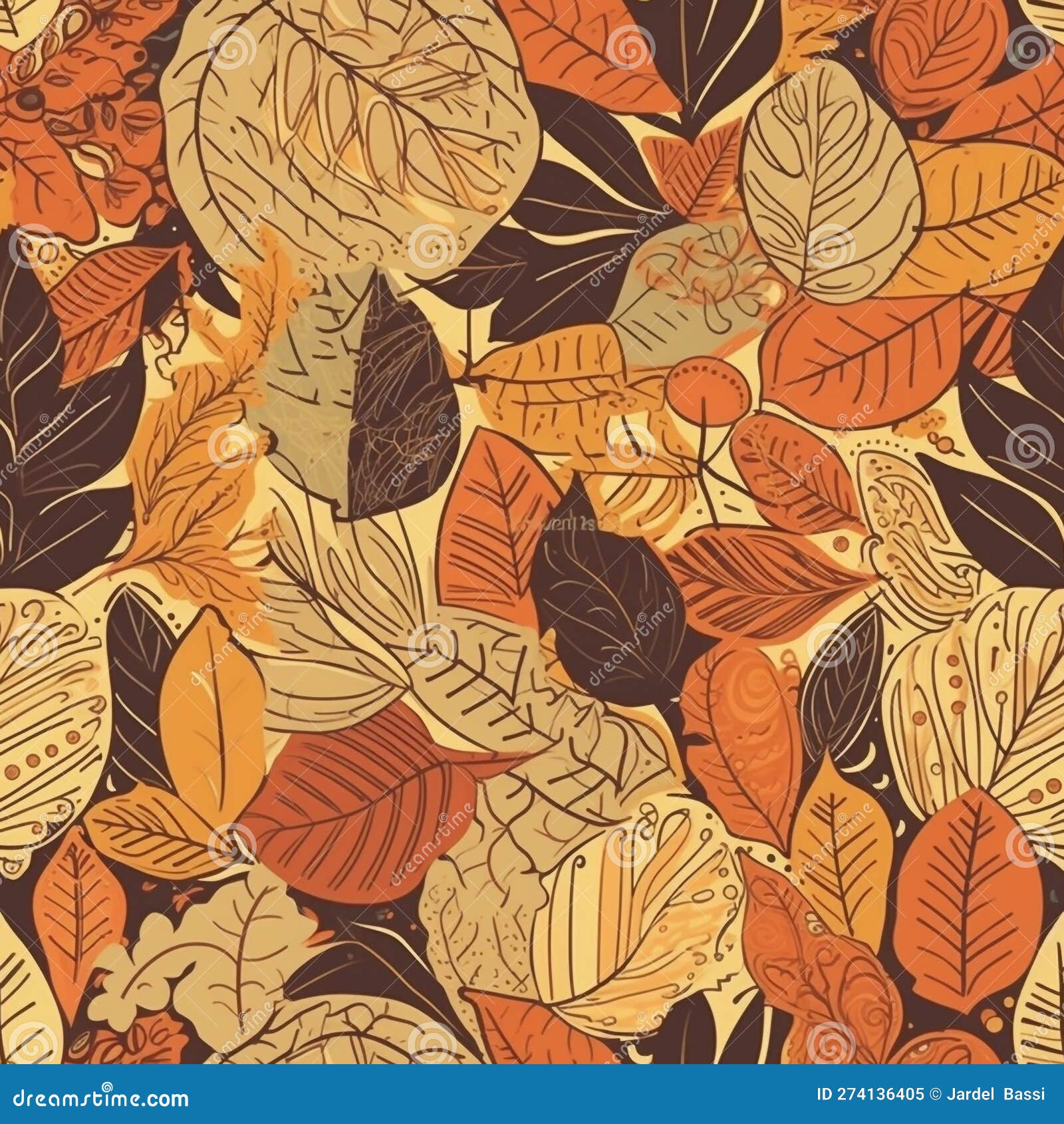Seamless Autumn Leaves Texture with Beautiful Colors Stock Illustration ...