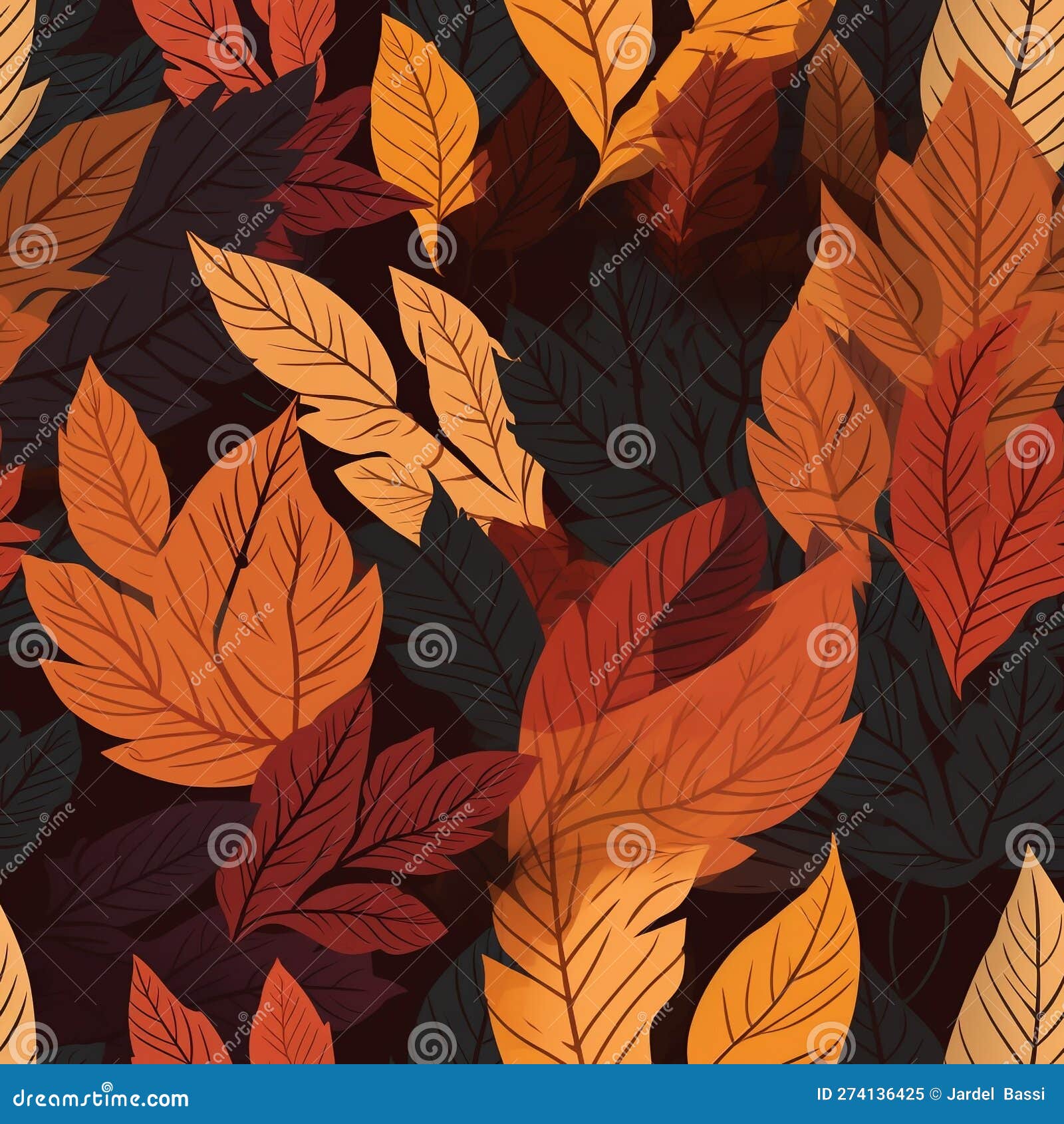 Seamless Autumn Leaves Texture with Beautiful Colors Stock Illustration ...
