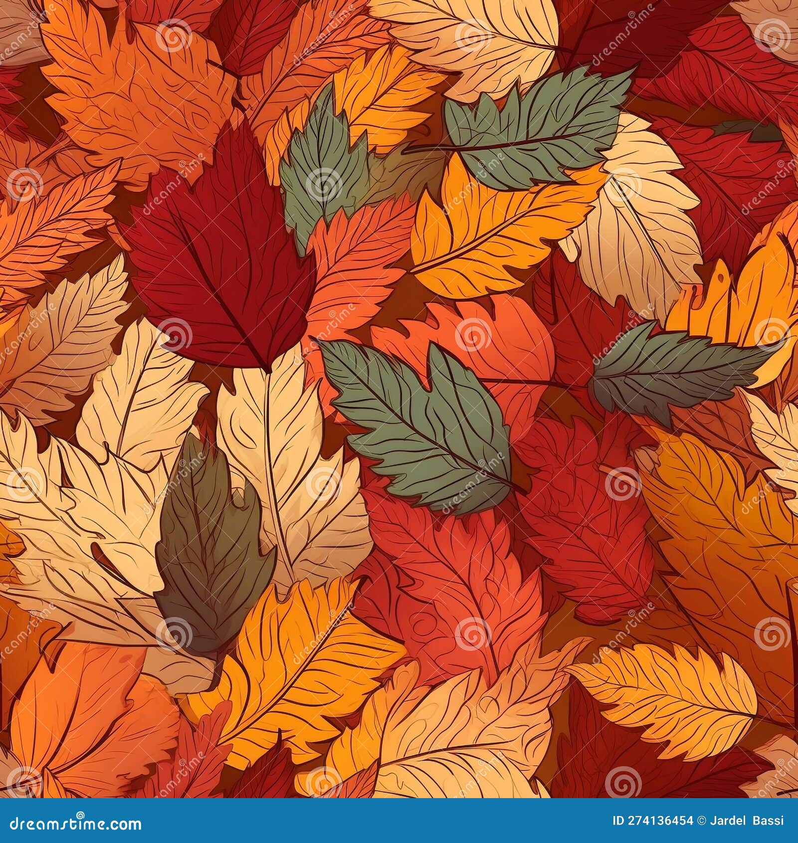 Seamless Autumn Leaves Texture with Beautiful Colors Stock Illustration ...