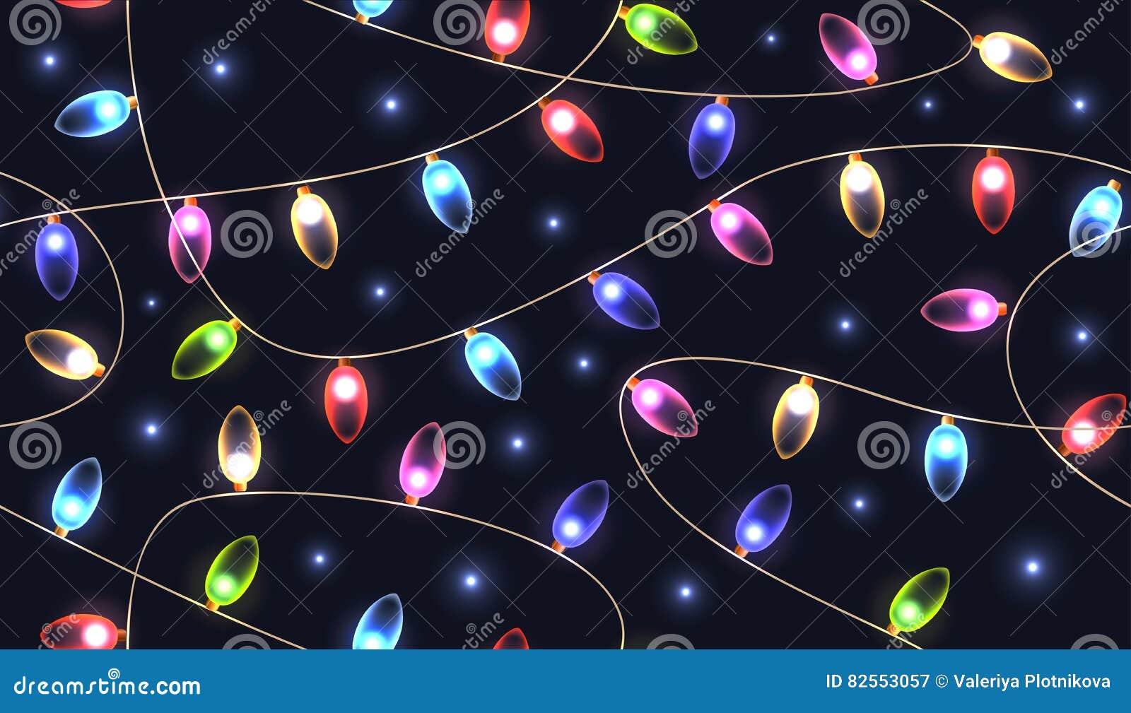 Seamless Texture with Festive Colored Lights Garlands. Stock Vector ...