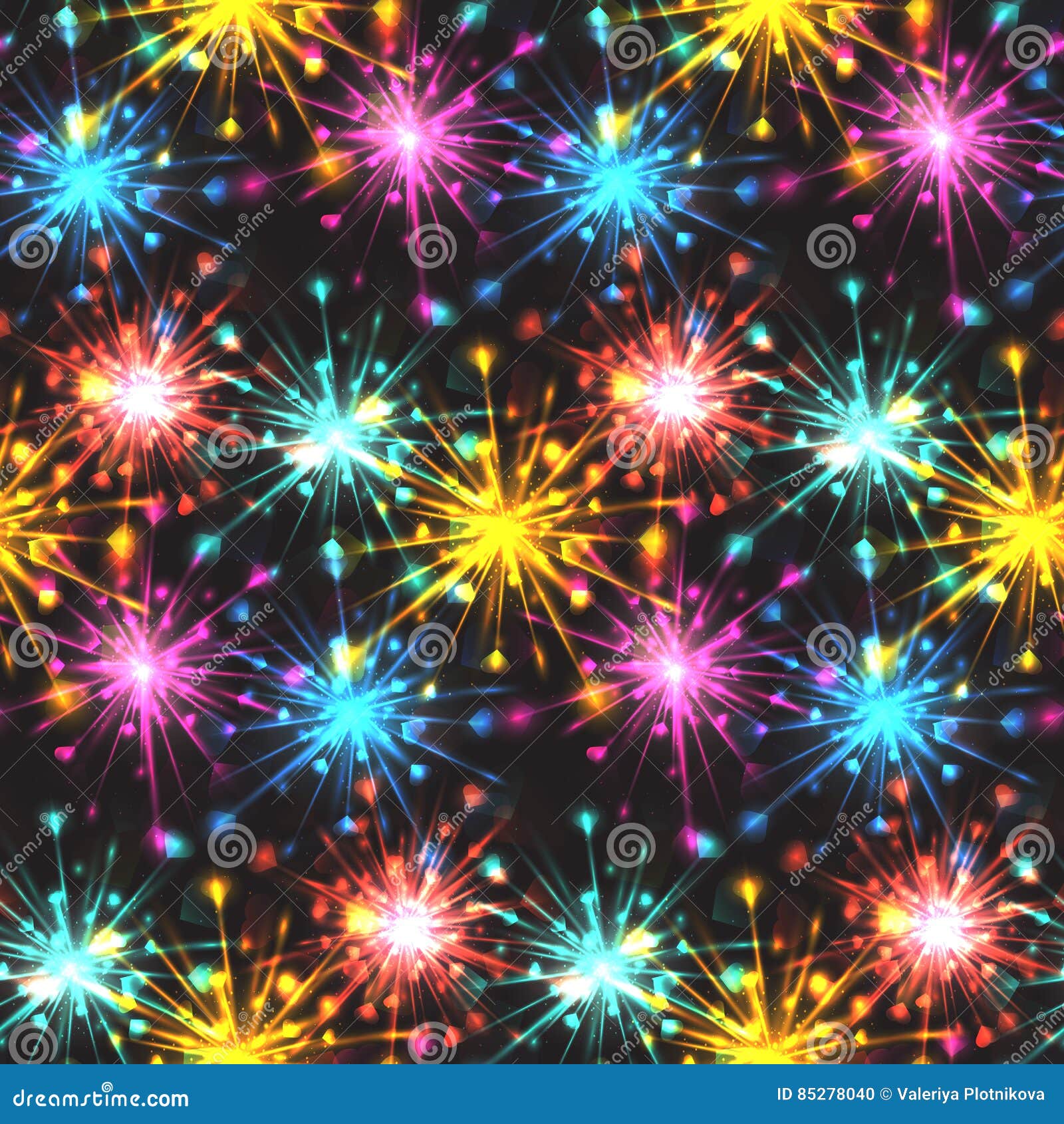 Seamless Texture with Festive Fireworks of Hearts. Stock Vector ...