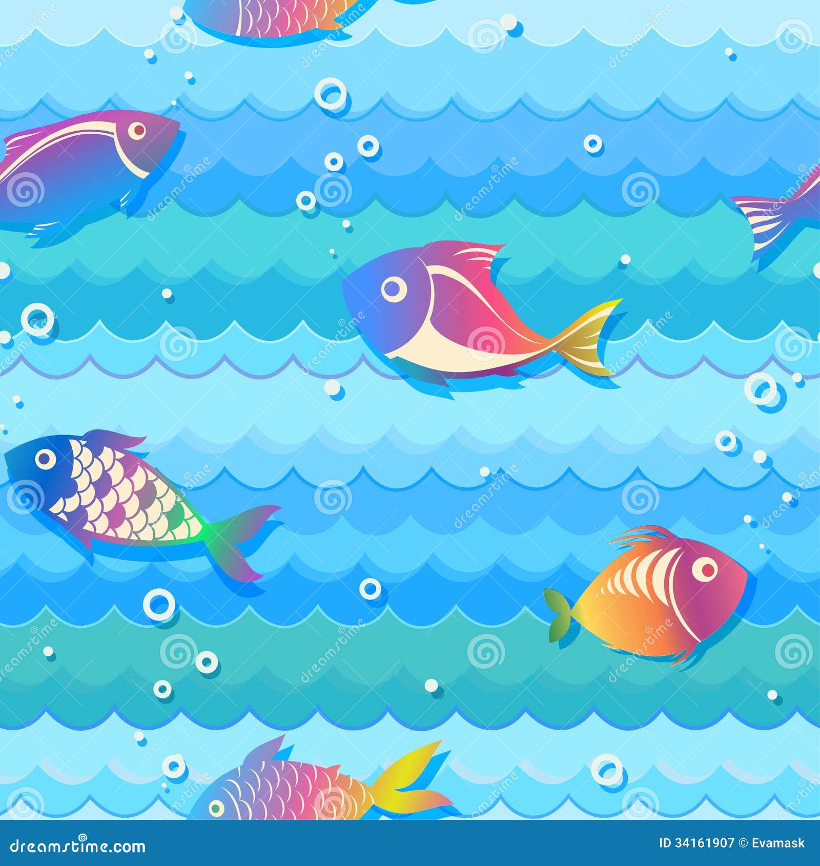 Seamless Texture With Fish Cartoon Vector | CartoonDealer.com #34161907