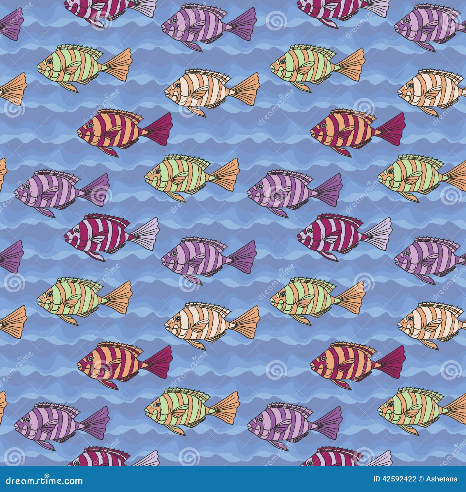Seamless Texture with Fishes. Stock Vector - Illustration of template ...
