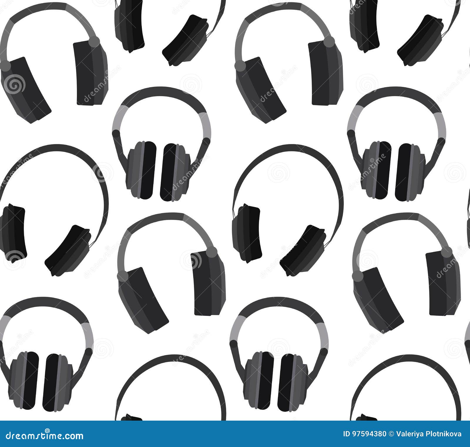 Seamless Texture with Flat Headphones on a White Background. Stock ...