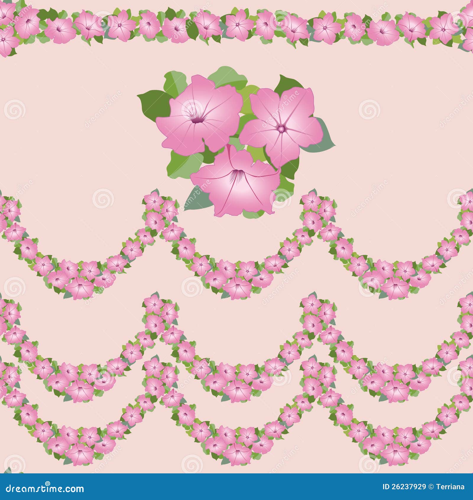 Seamless Texture with Floral Garlands Stock Vector - Illustration of ...