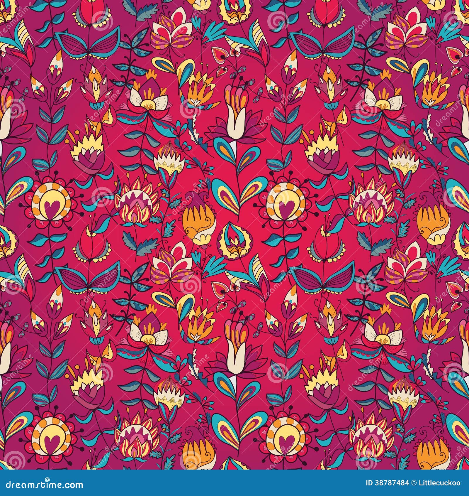 Seamless Texture with Flowers Stock Vector - Illustration of paint ...