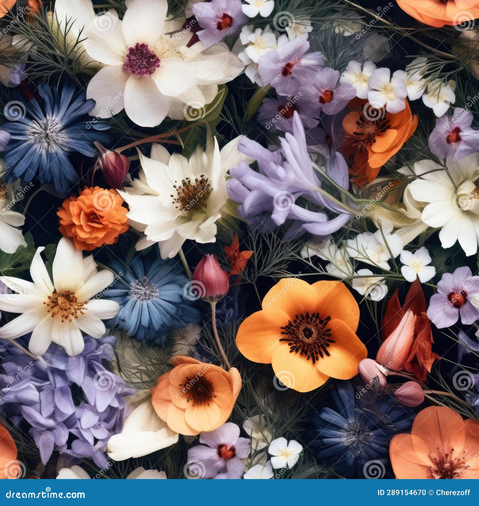 Seamless Texture of Flowers Stock Photo - Image of green, ground: 289154670