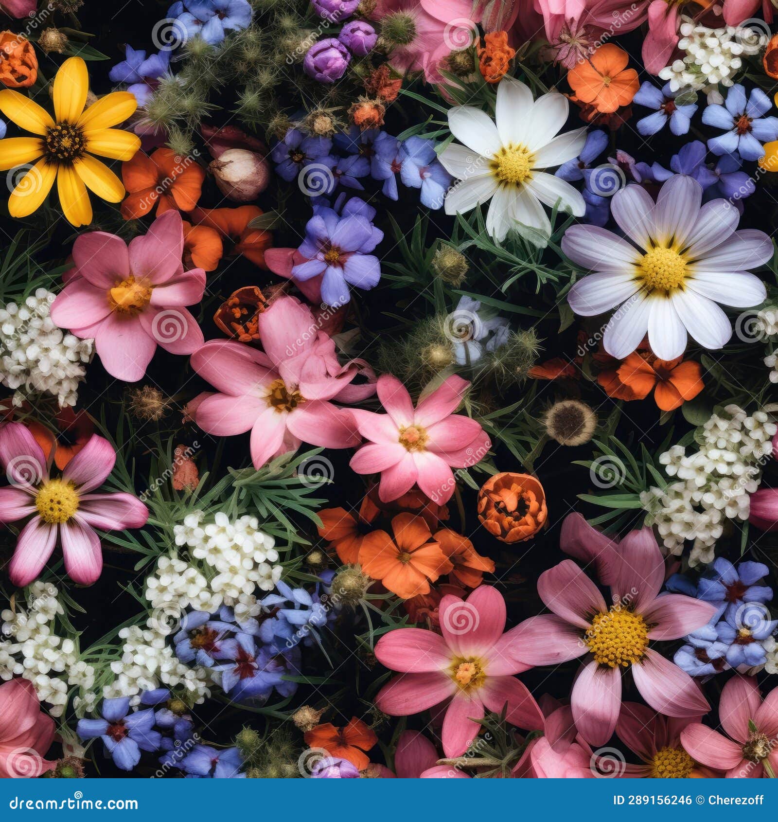 Seamless Texture of Flowers Stock Photo - Image of pattern, green ...