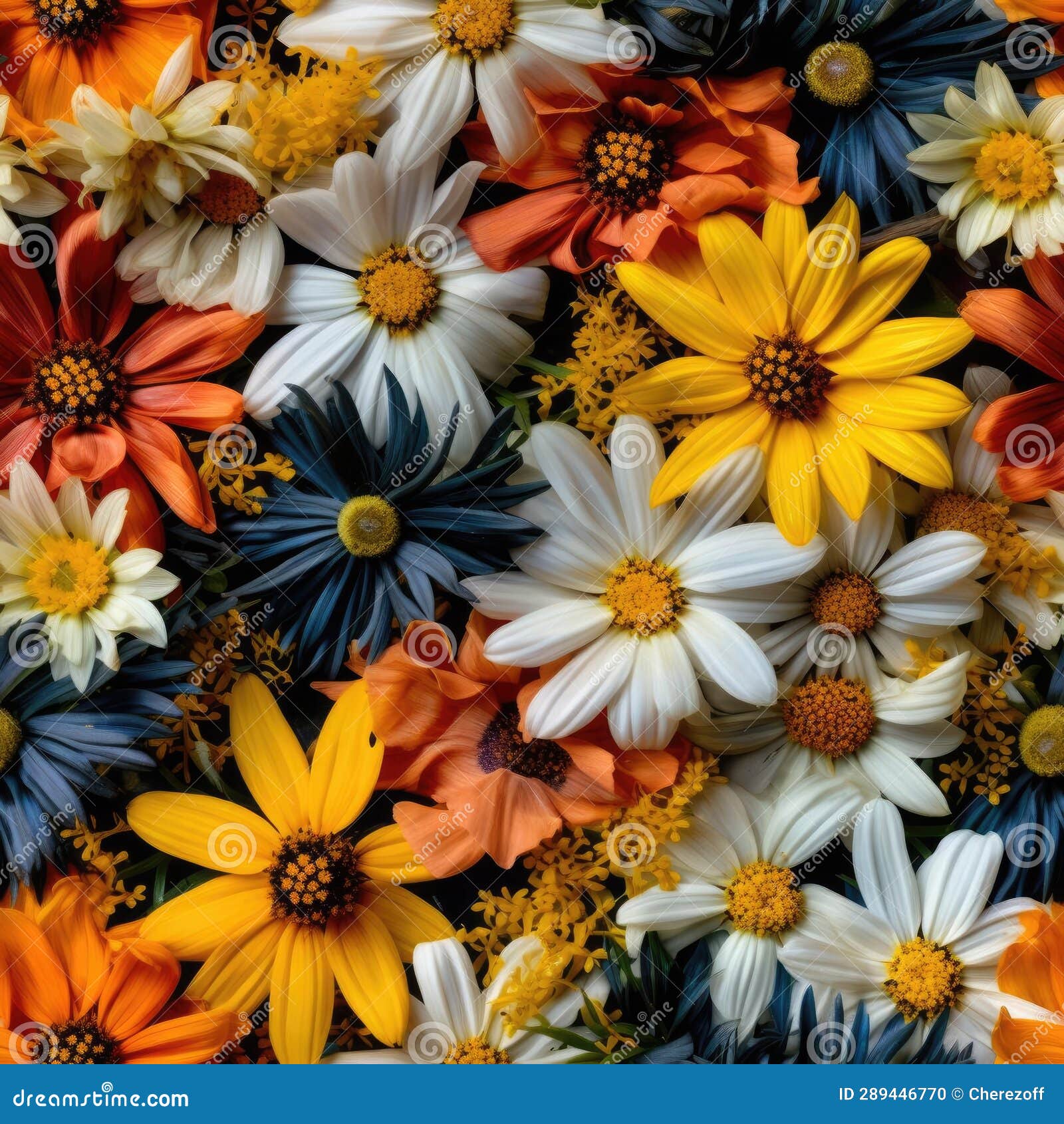 Seamless Texture of Flowers Stock Photo - Image of grass, spring: 289446770