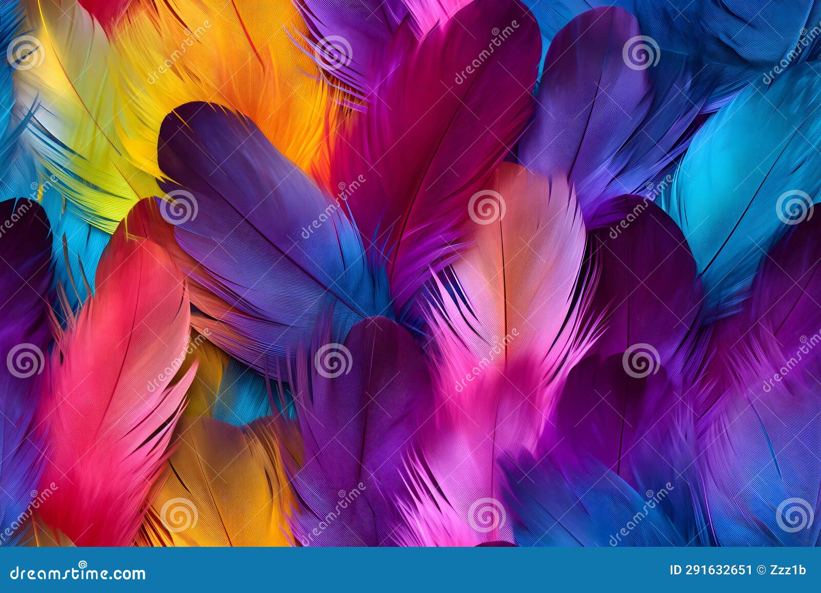 Seamless Texture and Full-frame Background of Colorful Feathers, Neural ...