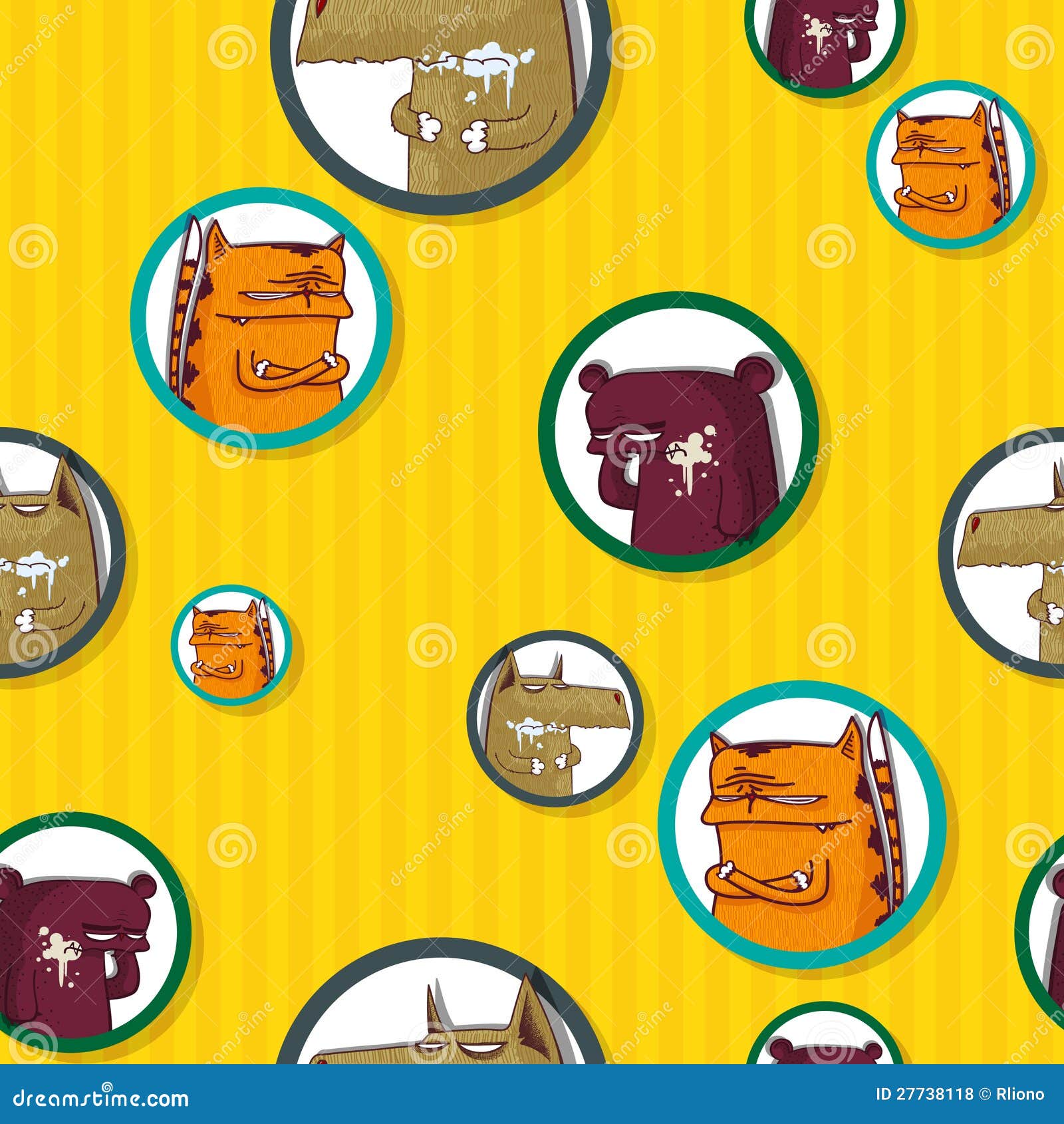 Seamless Texture with Funny Animals. Stock Vector - Illustration of ...