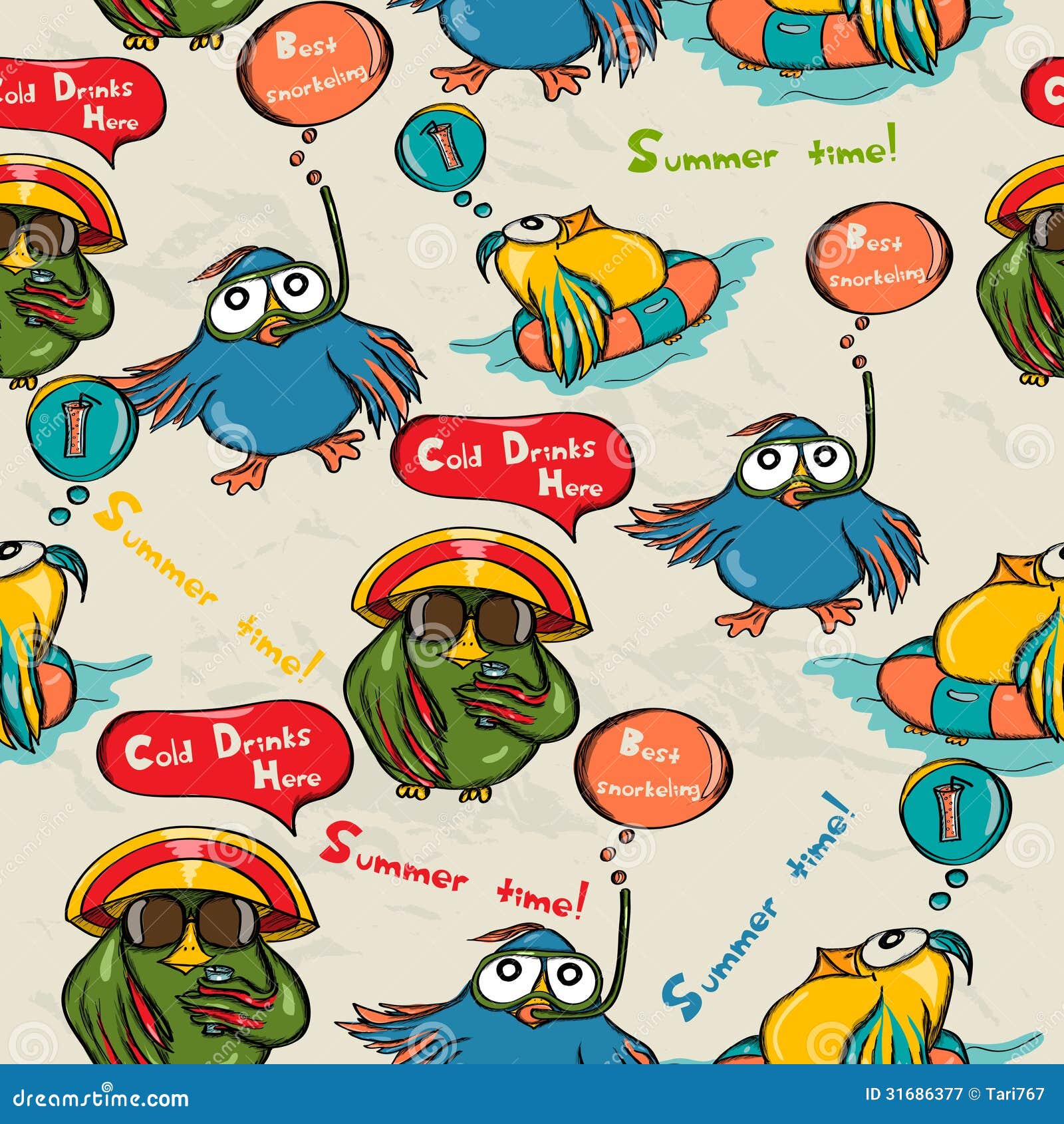 Seamless Texture With Funny Birds. Cartoon Vector | CartoonDealer.com ...