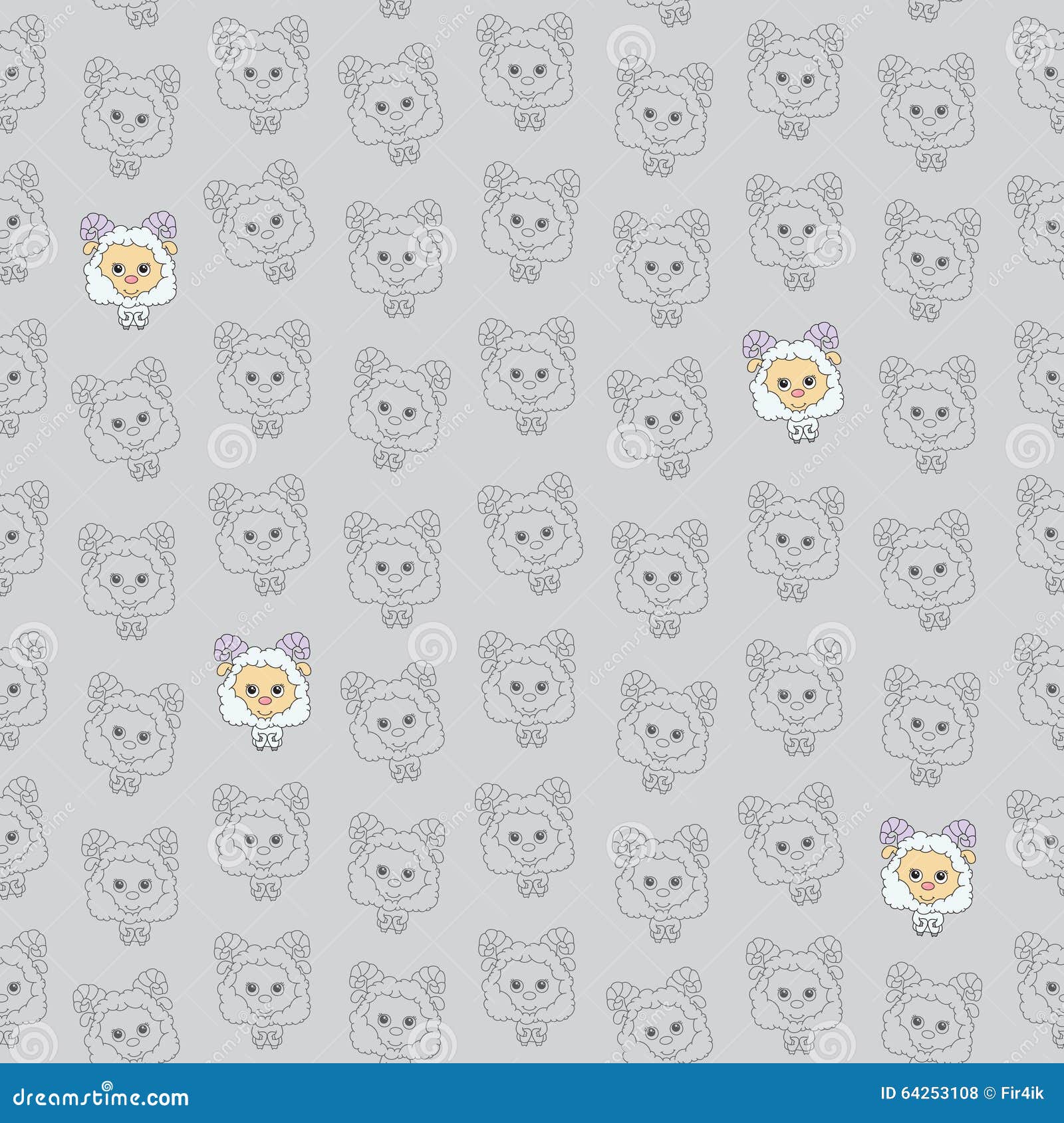 Seamless Texture With Funny Cartoon Sheep. Vector Background ...