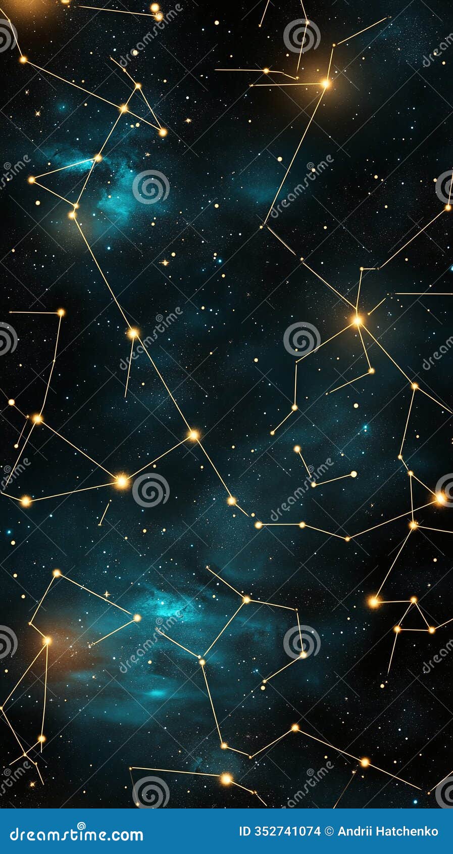 Seamless Texture of Glowing Star Constellations on a Dark Background ...